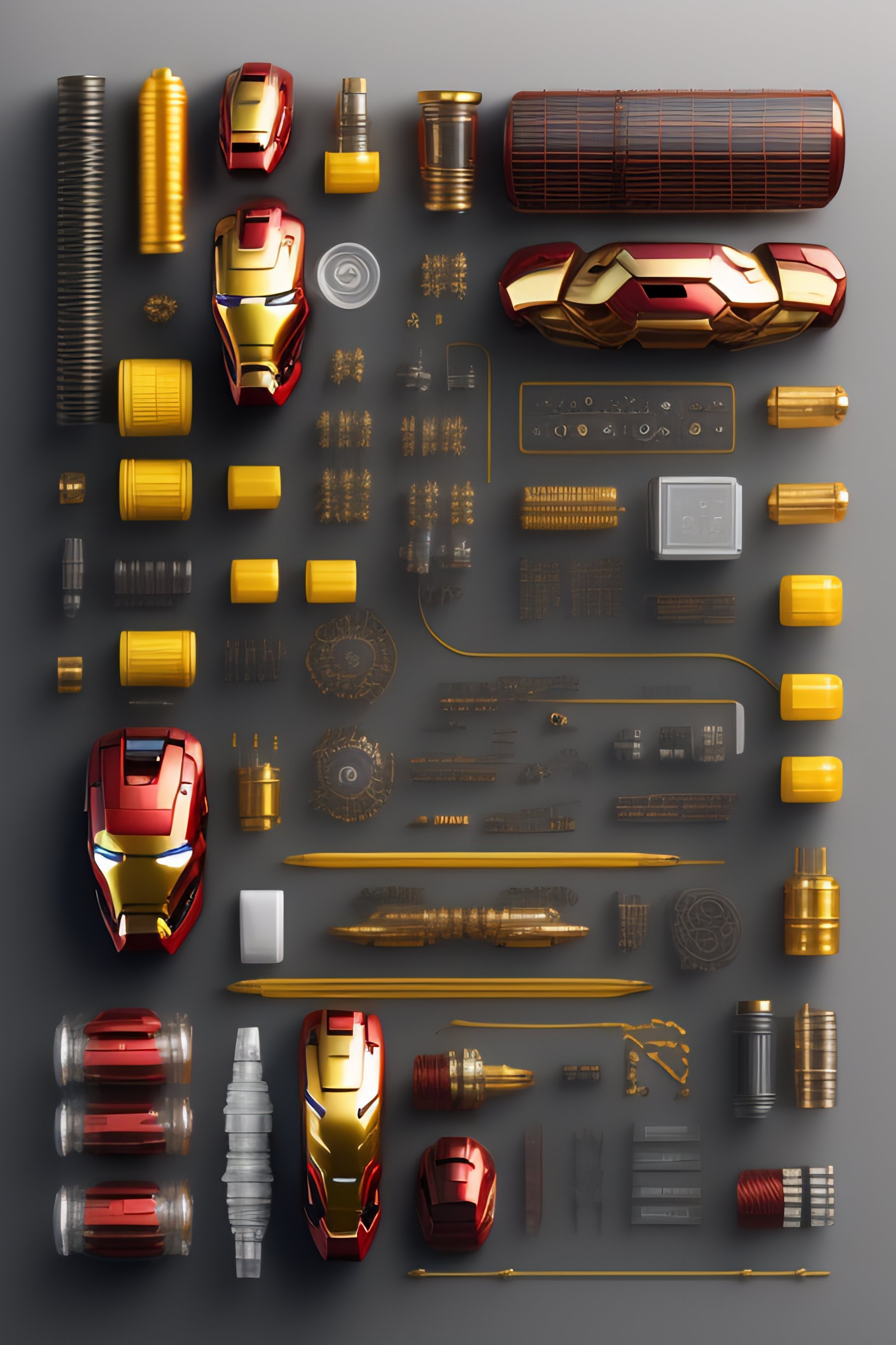 Lexica - Iron man, Costumes and mechanical parts, Knolling, Knolling ...