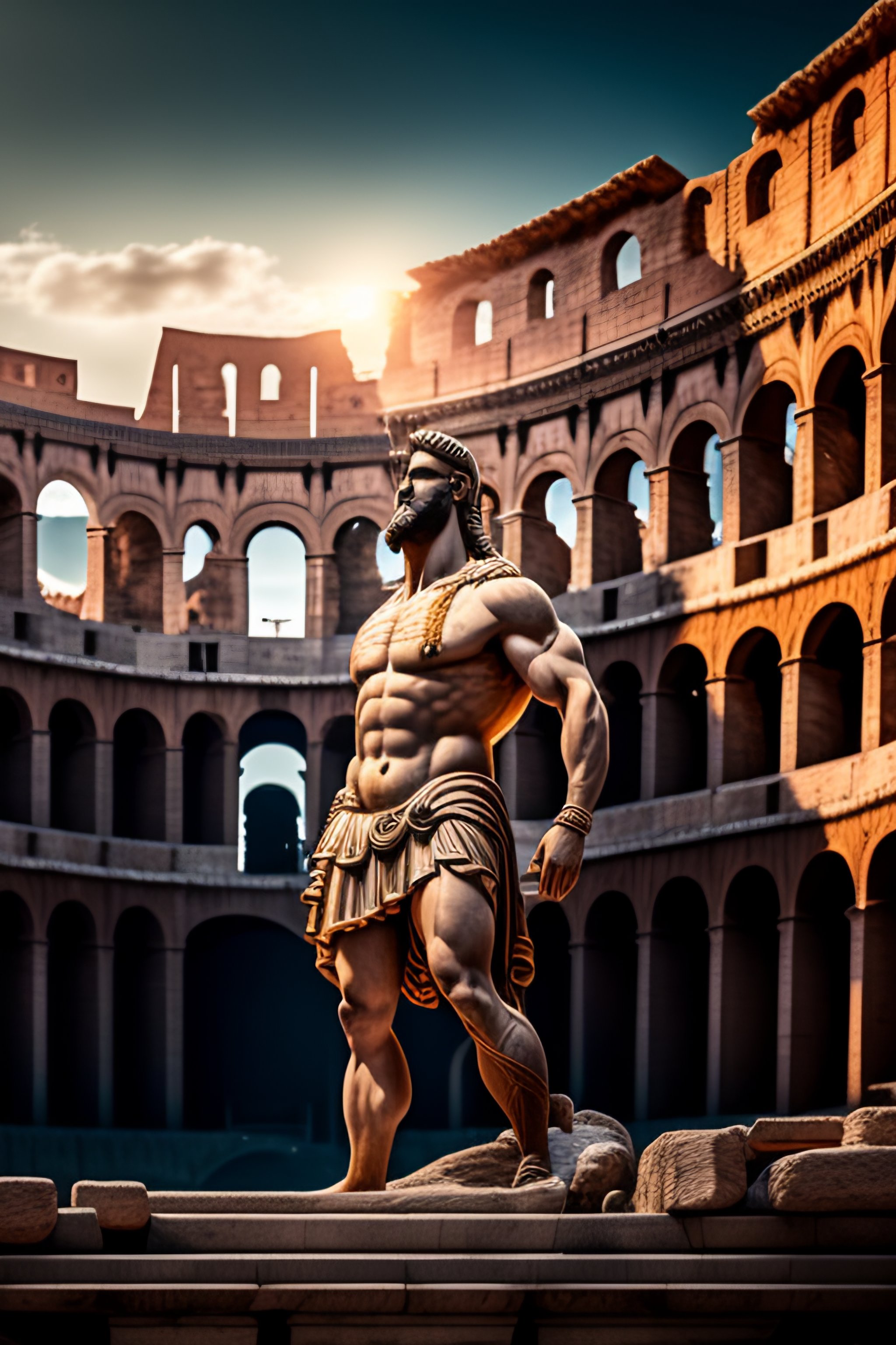 Lexica - Ancient greek god atlas in roman colosseum