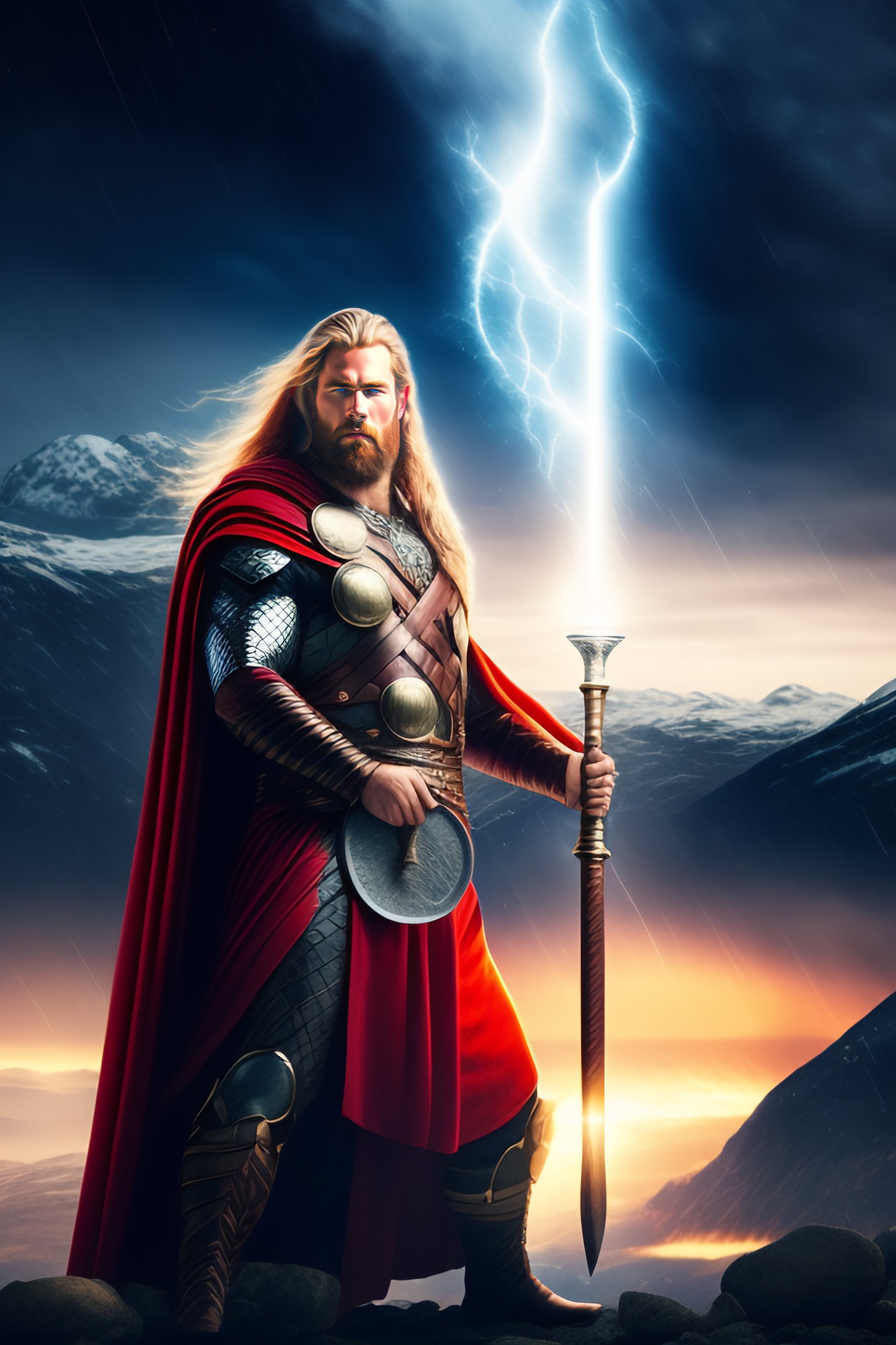 Lexica - Realistic, psychedelic image of Thor Norwegian Viking God ...