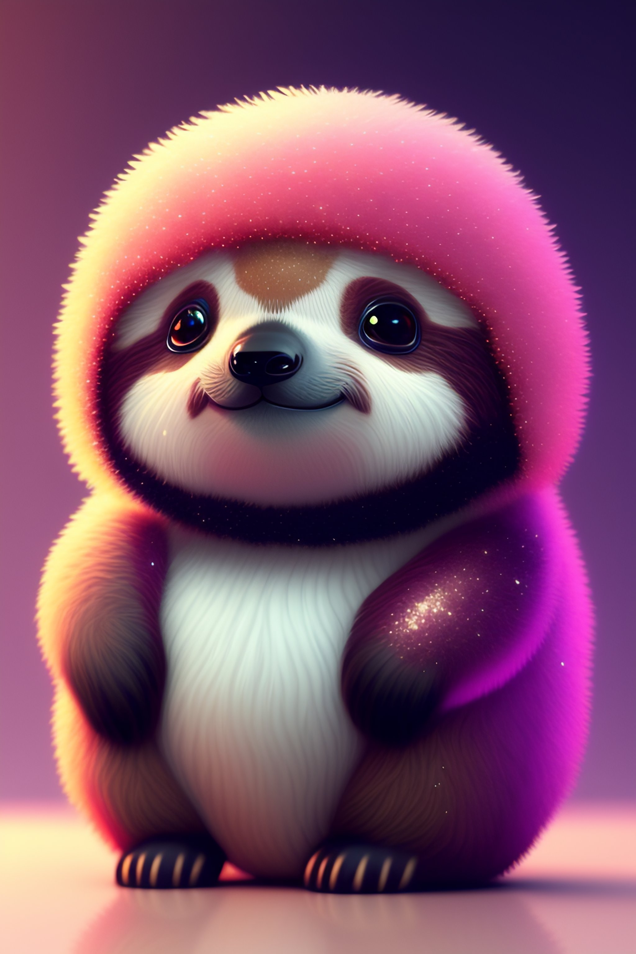 Lexica - CUTE AND ADORABLE CARTOON FLUFFY SLOTH, FANTASY, GLITTER ...