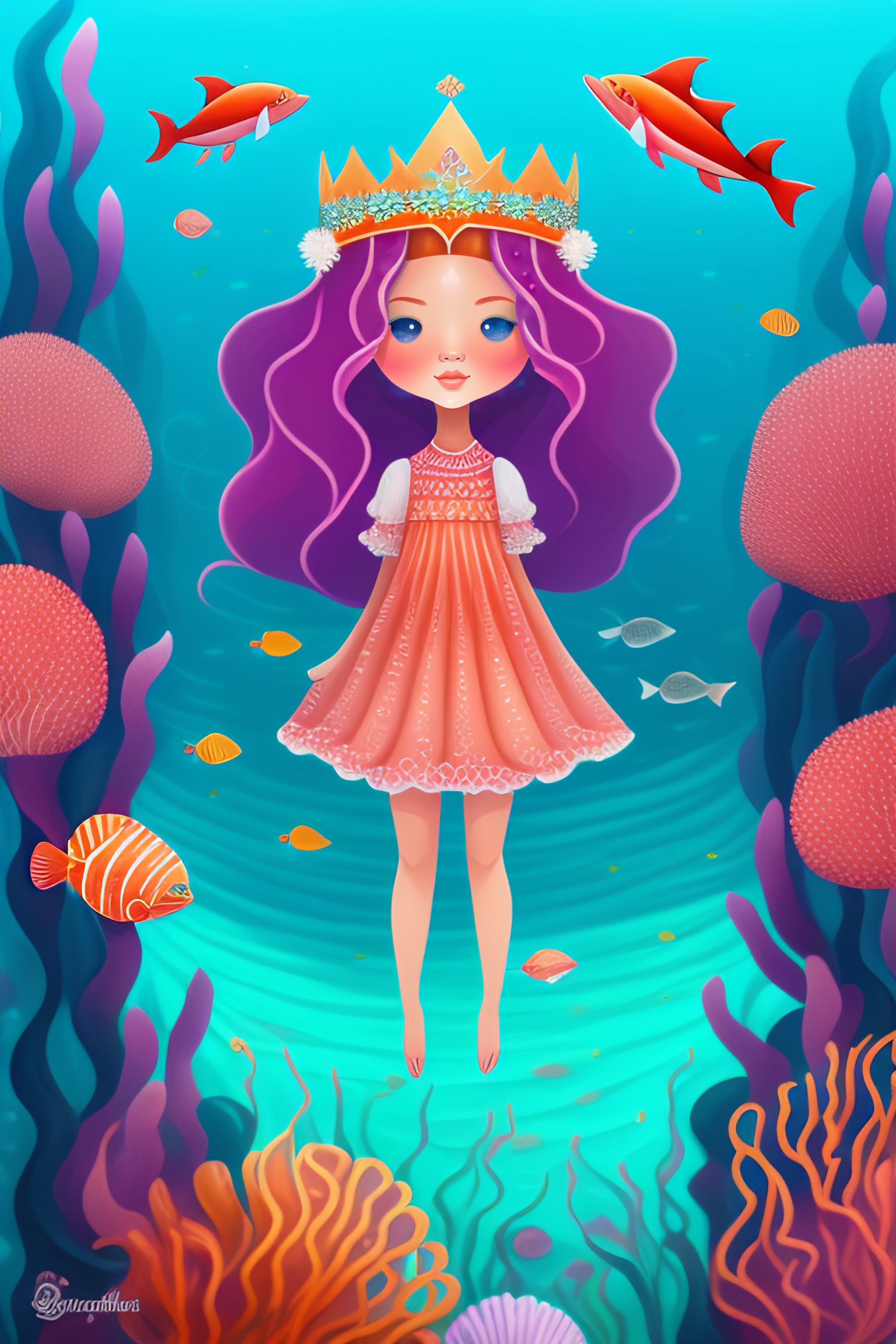 Lexica - Create an illustration of a humanoid dolphin girl living in a ...