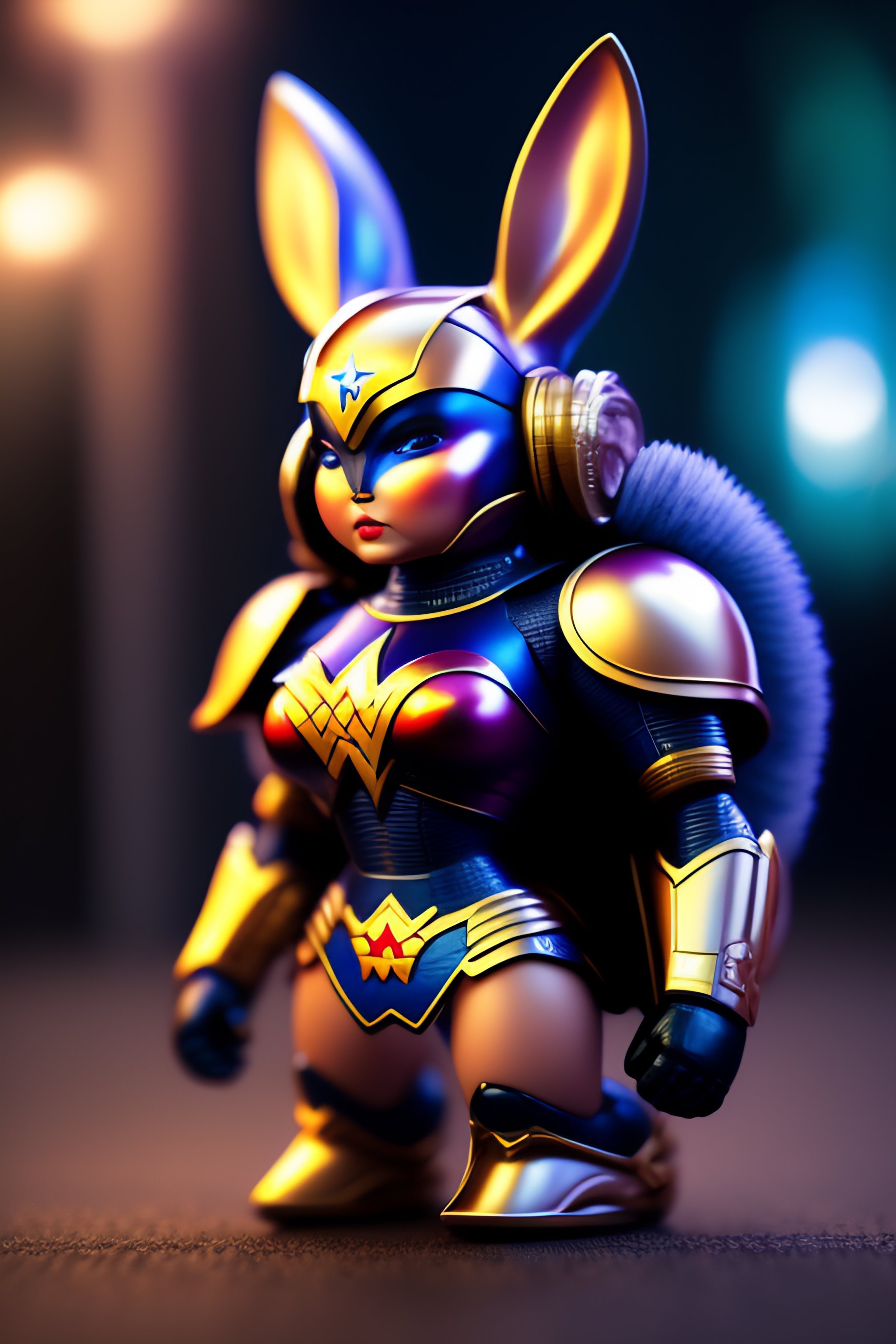 Lexica - Soft the wonder woman super hero Bunnys robot working on a ...
