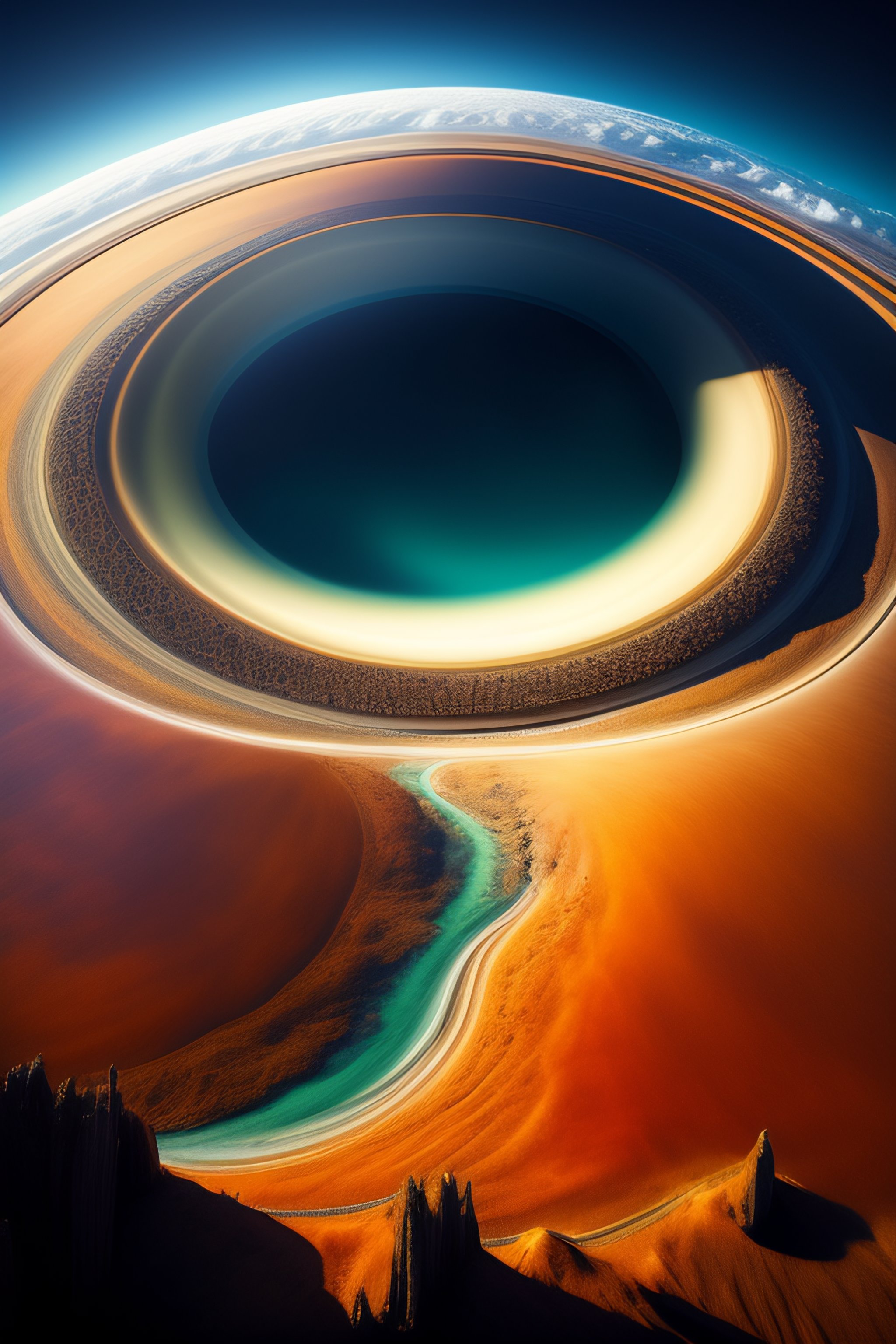 Lexica - Worm swallowing earth, aerial view. 8k, hyper realistic