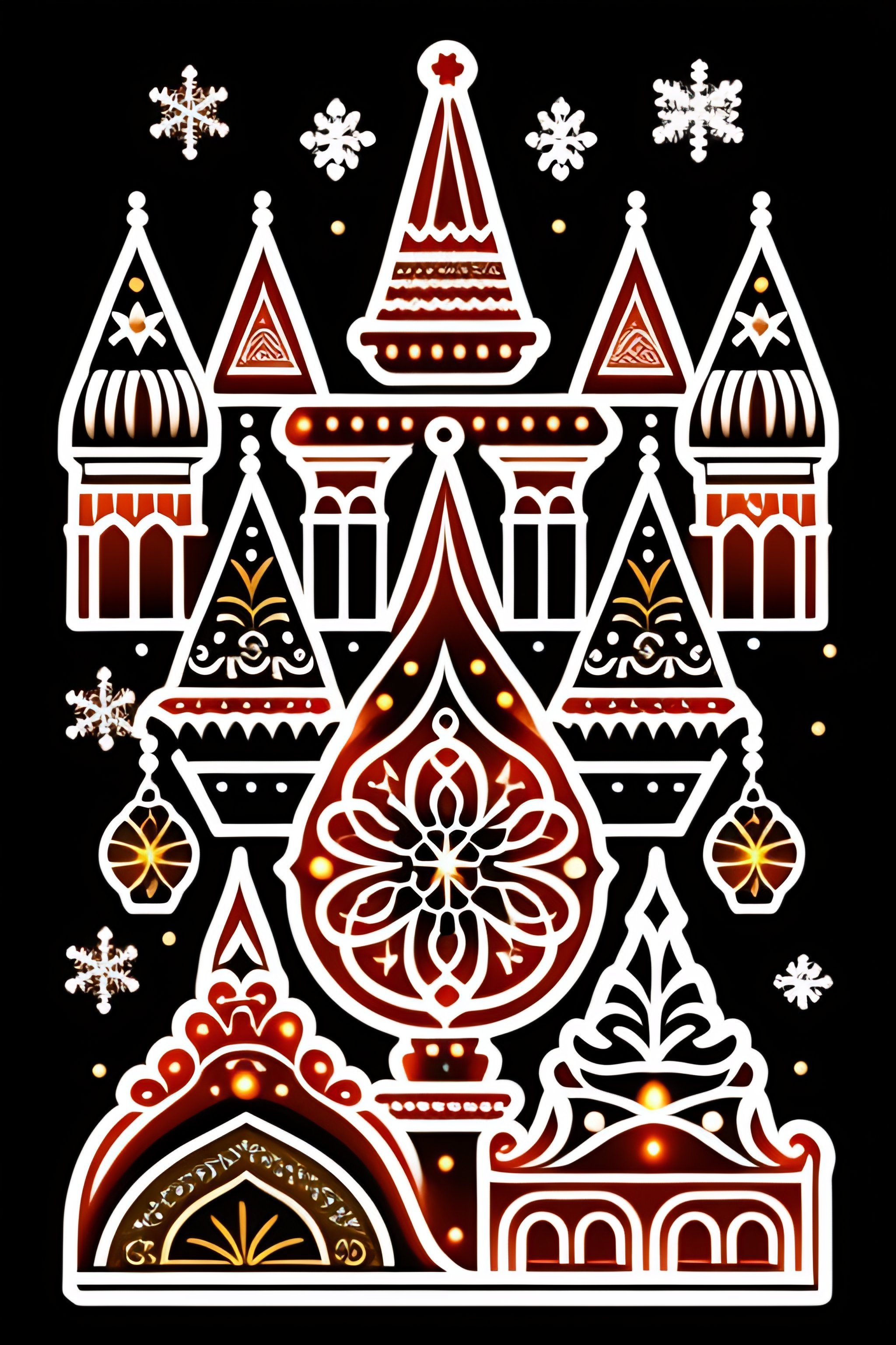 Lexica - Doodle Russian orthodox winter Christmas tree lights, sticker ...