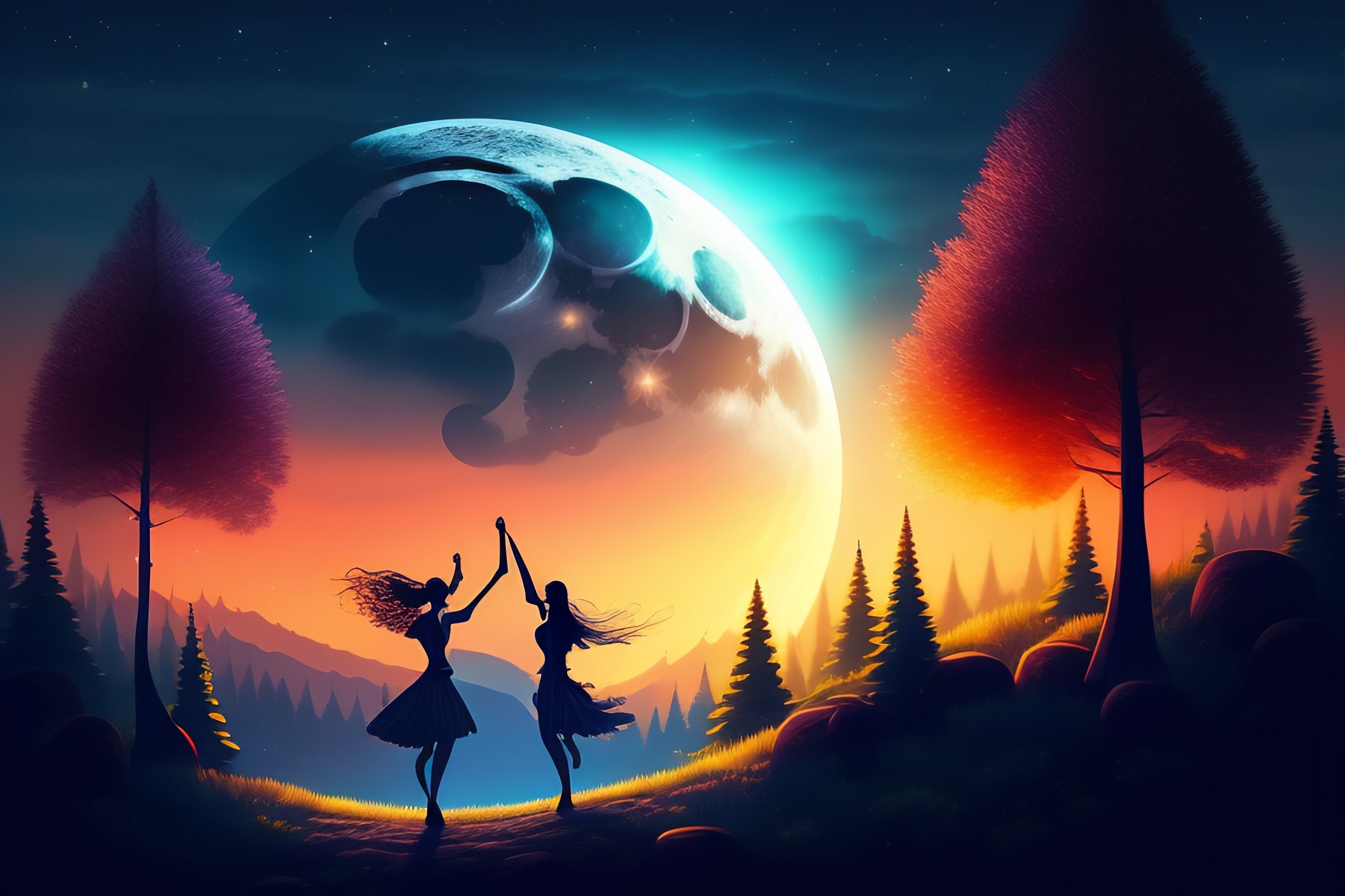 Lexica - People dancing under the moon, fantasy style, HQ, and forest ...