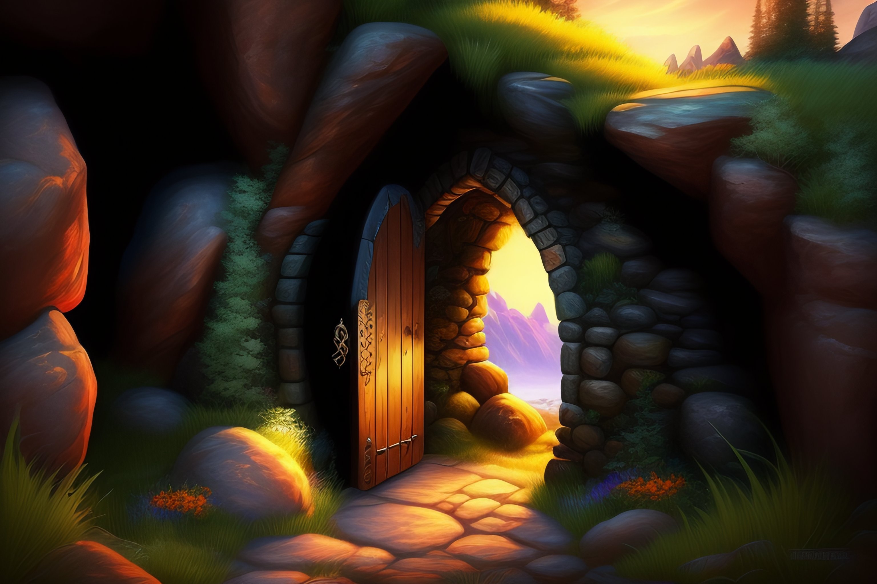 Lexica - Cave entrance, hidden door, d & d, dungeons and dragons, fantasy