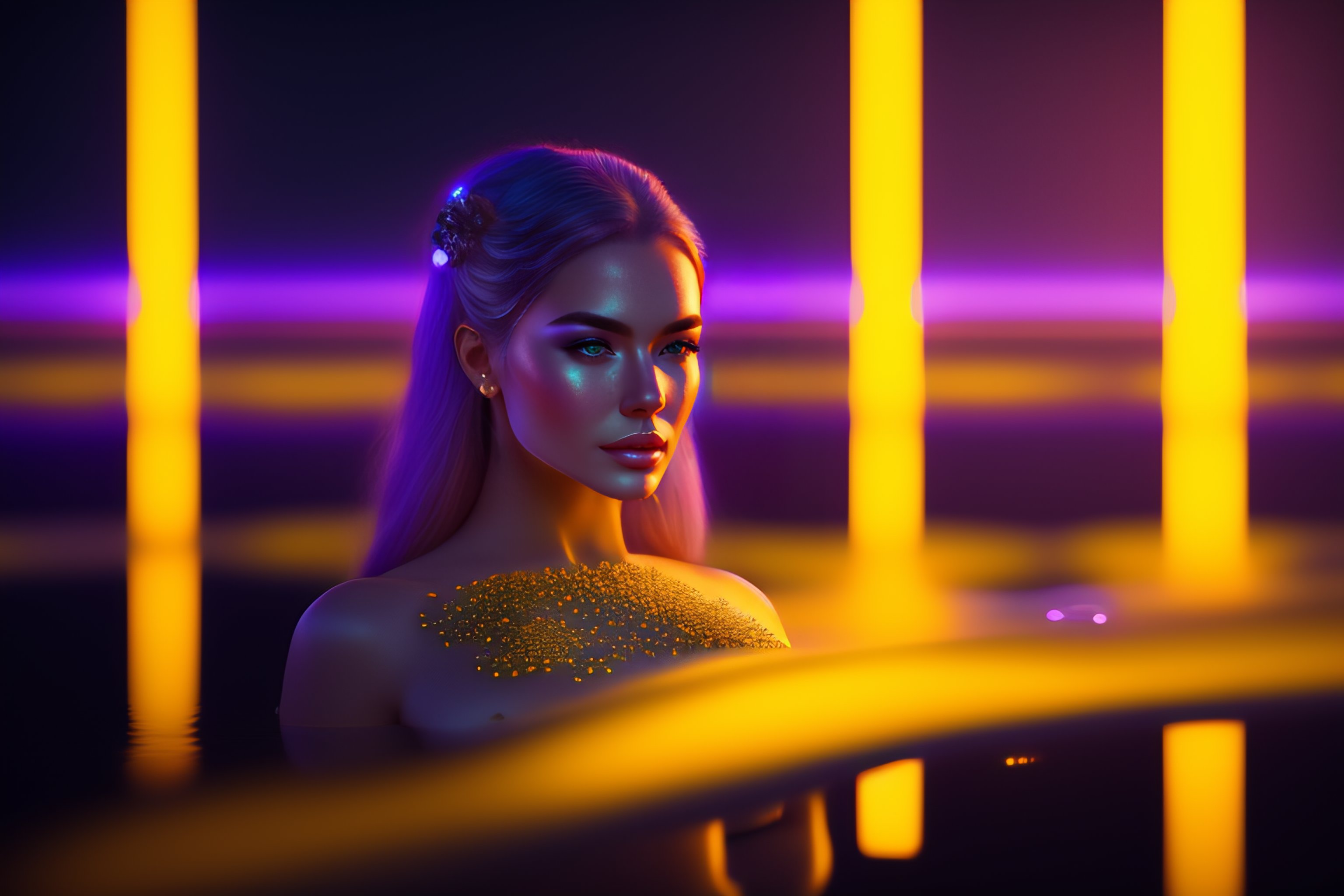 Lexica - Beautiful woman covered in yellow baby ducks; detailed ...