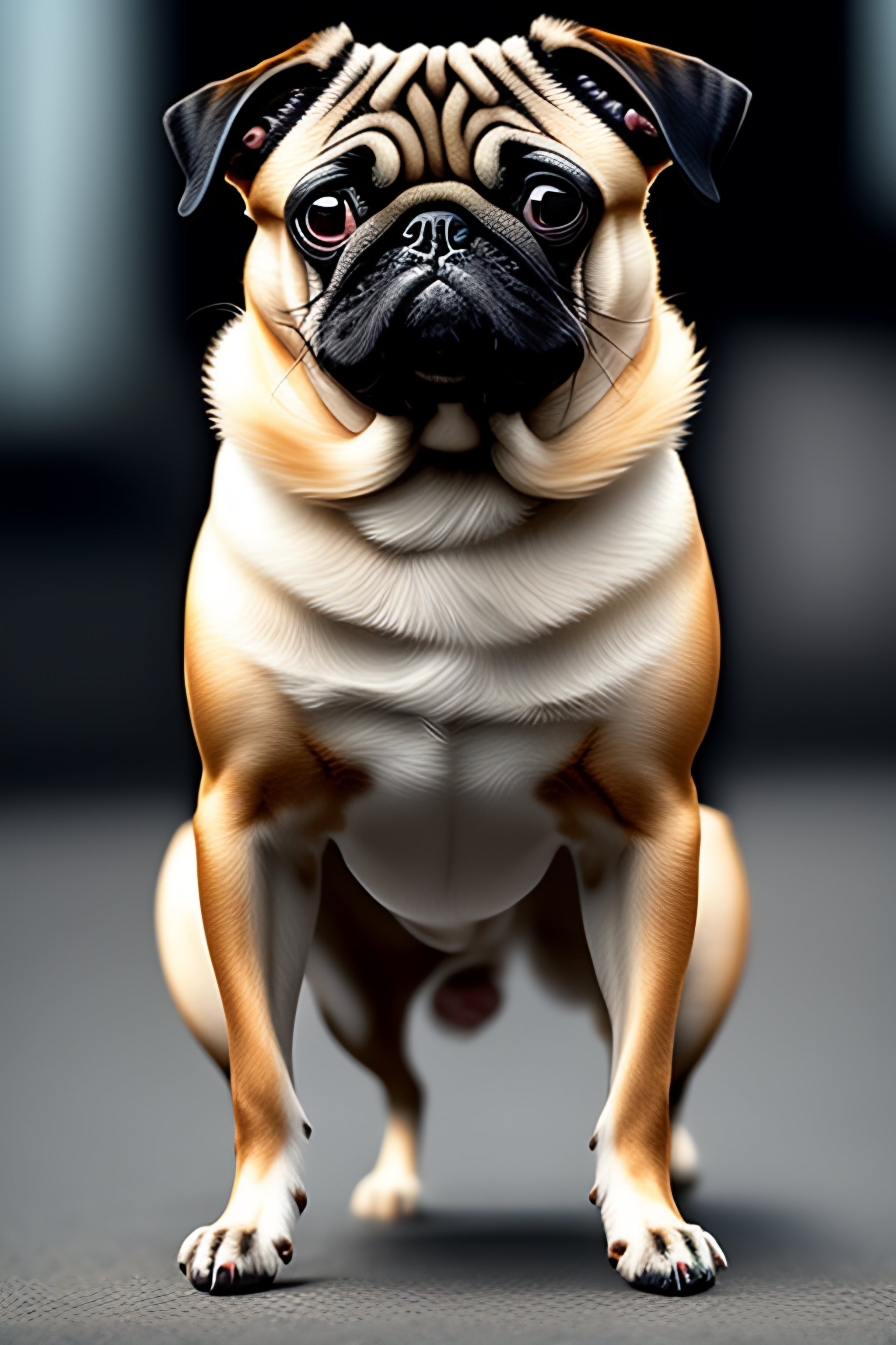 Lexica - Real pug, human body, suit
