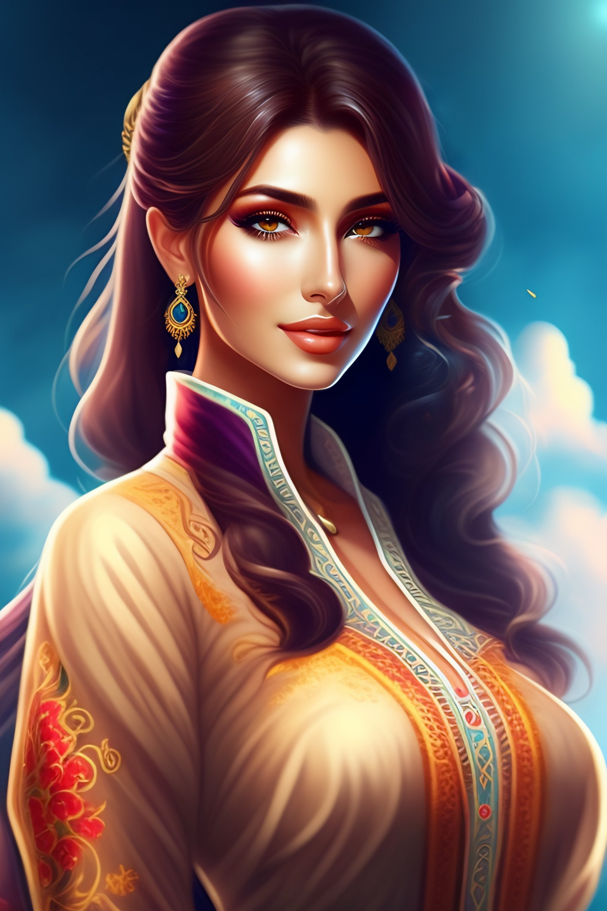 Lexica - Beautiful turkish woman in embroidered shirt, anime