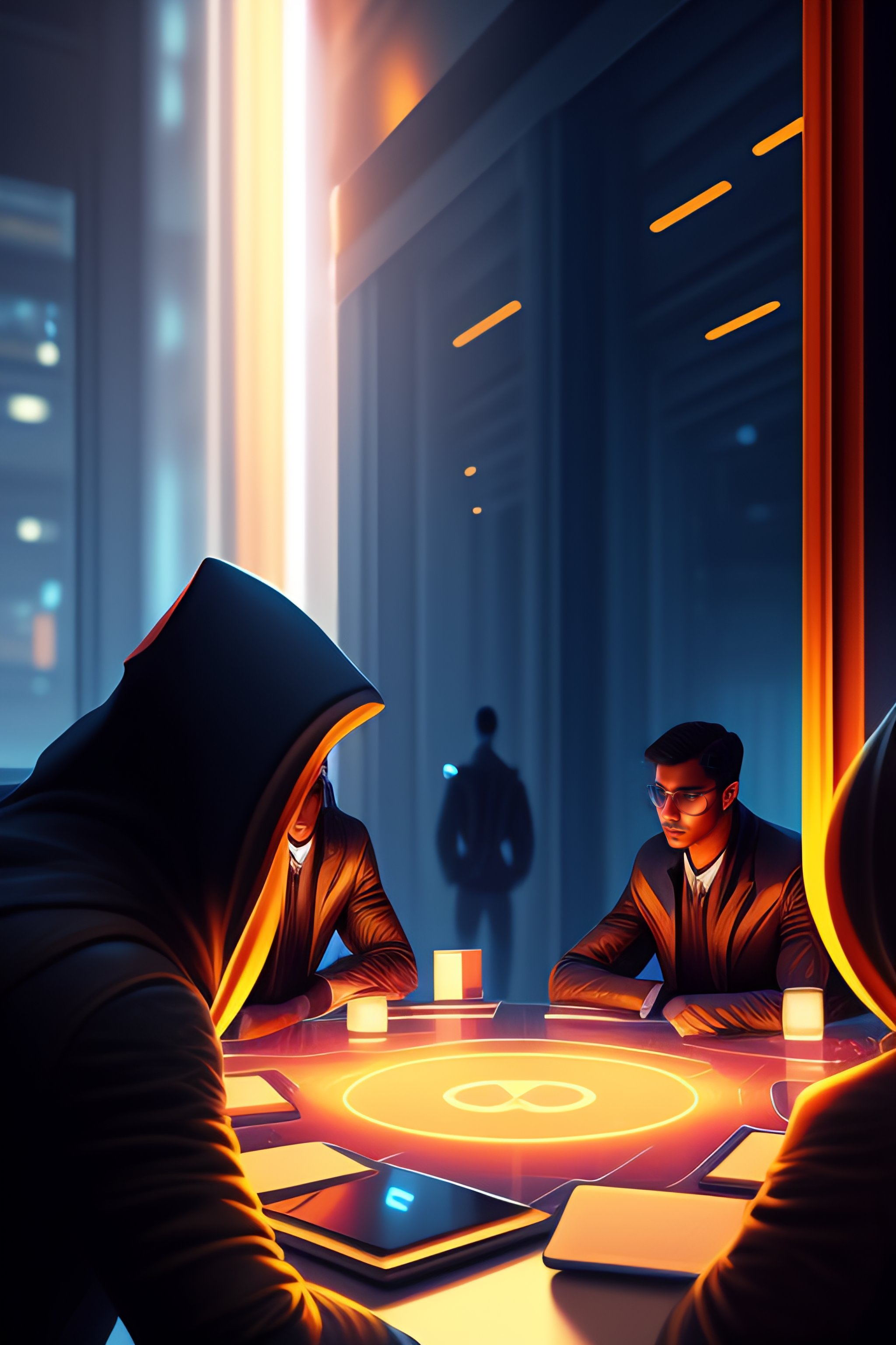 Lexica - Symmetry of starutp founders team in a meeting, background a ...