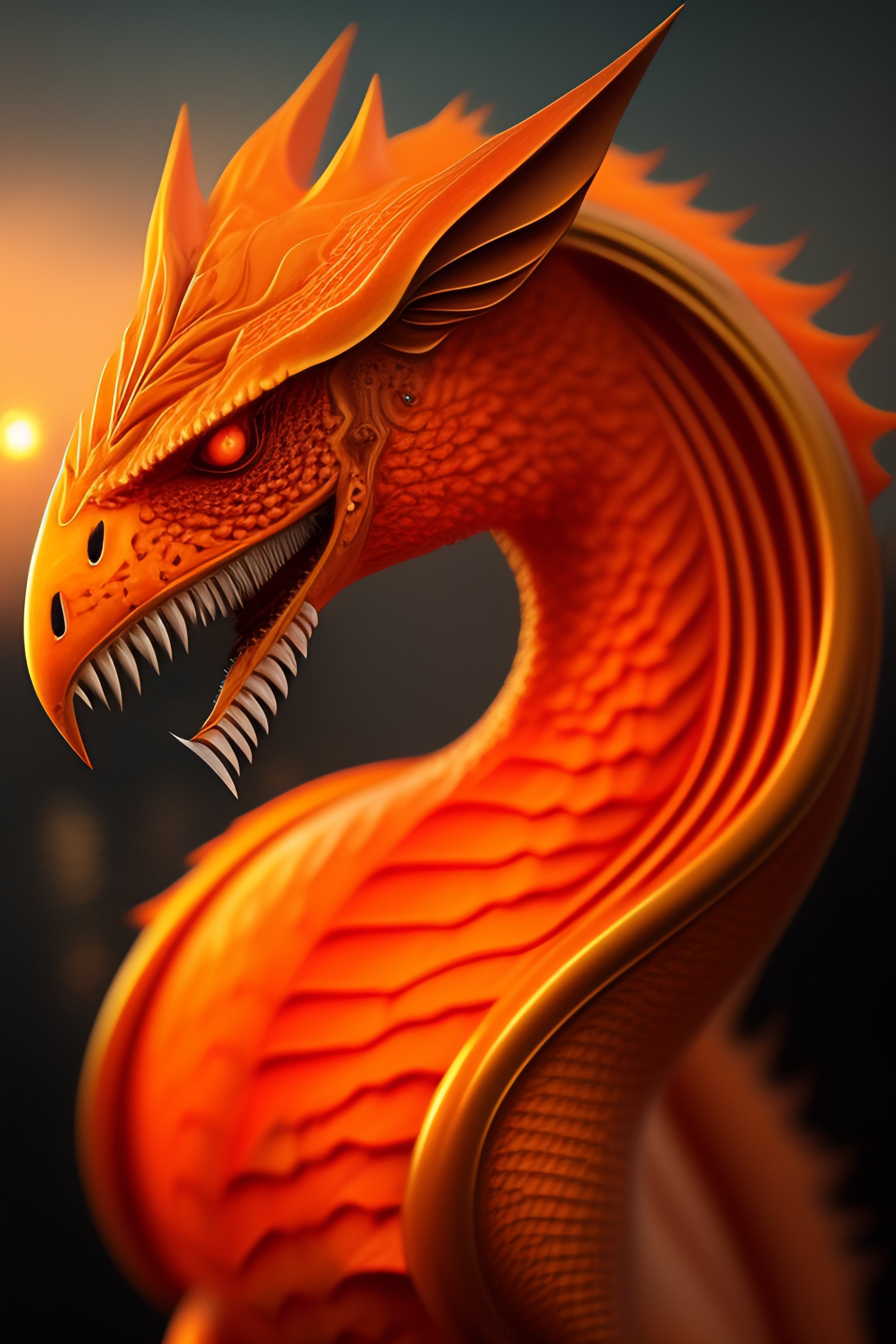 Lexica - Orange color dragon art real
