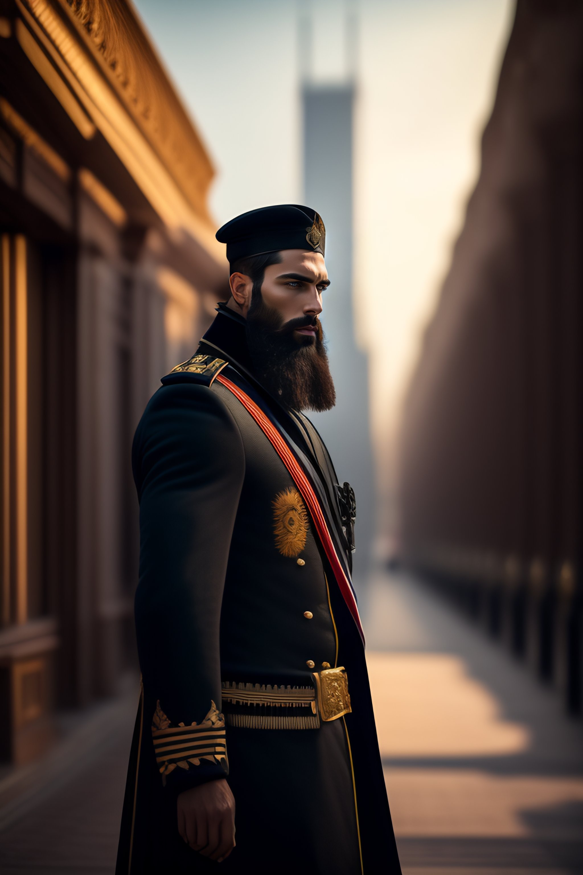 Lexica - 4k photo tall handsome young man with a long black beard