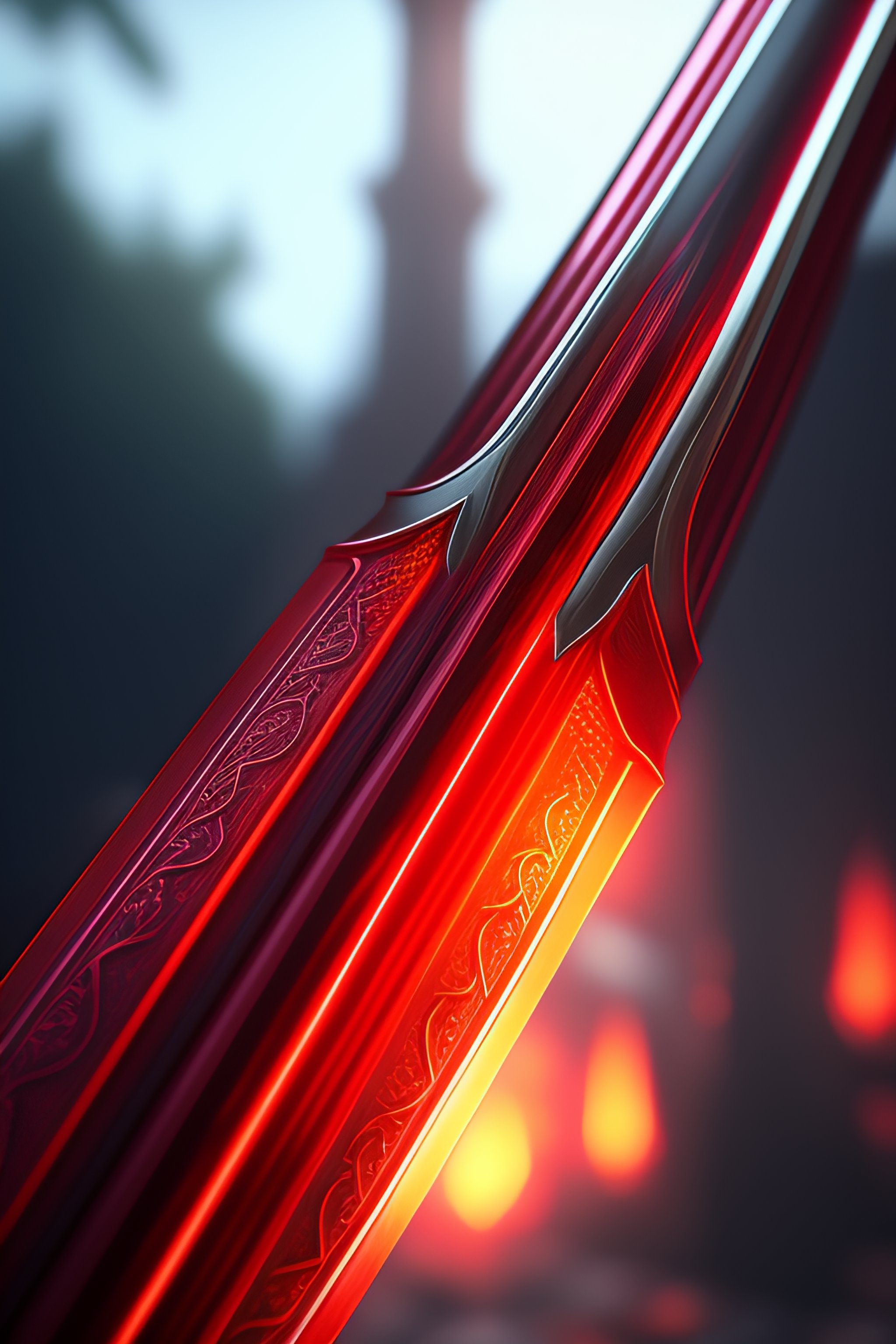 Lexica - Fantasy longsword made of transparent red glass, evil magic ...