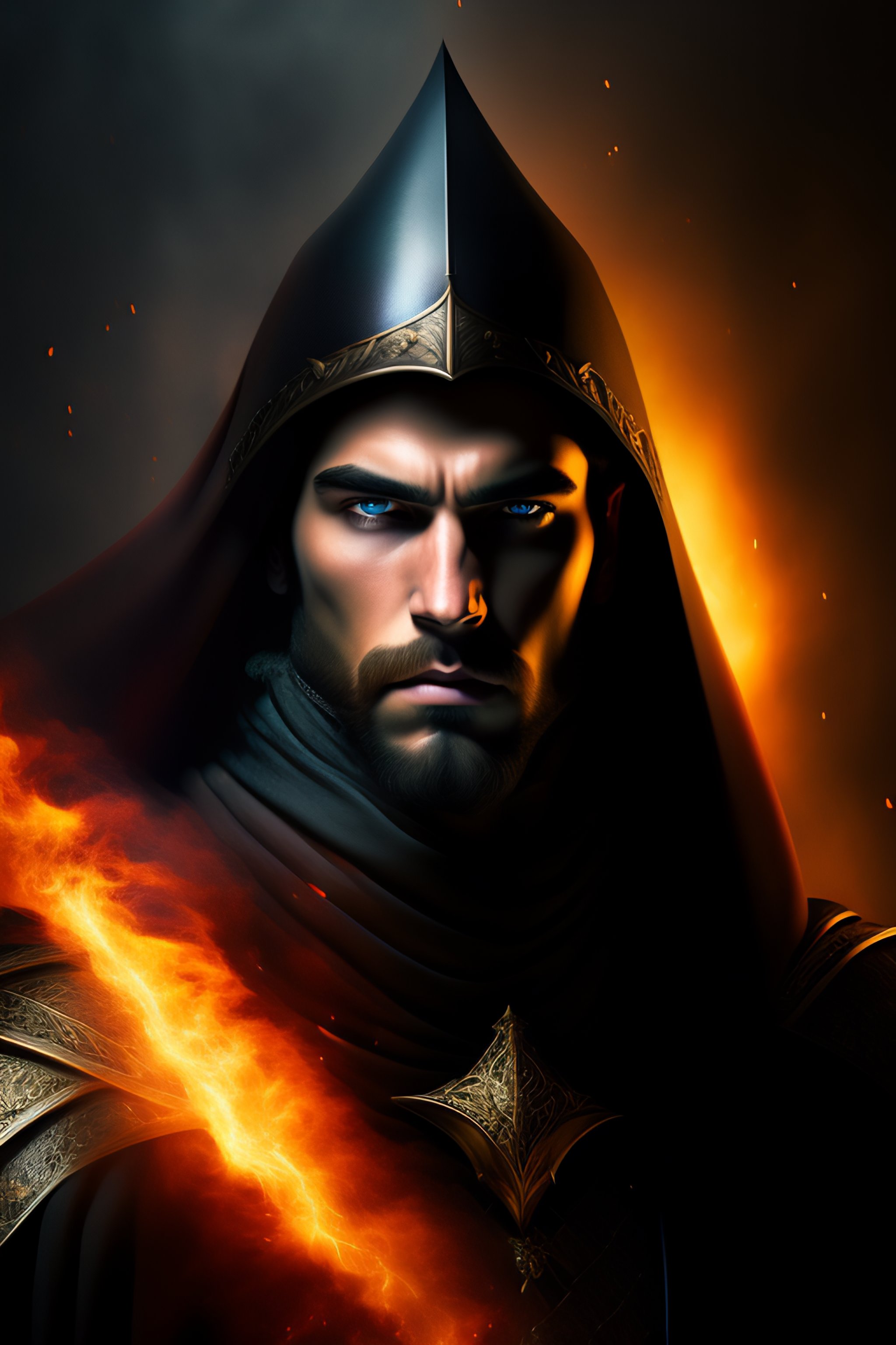 Lexica - Medieval fantasy portrait of a man sharp features, grim, cold ...