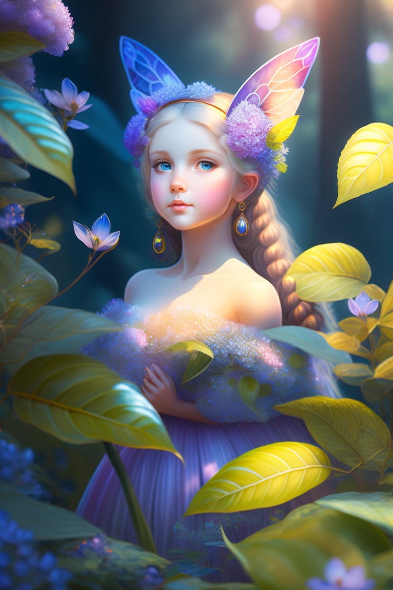 Lexica - Blueberry Fairy, in a glade lit by sunlight, art, 8k
