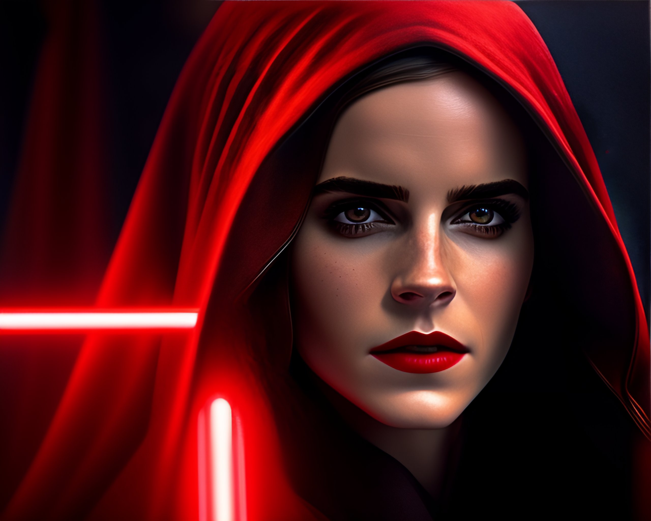 Lexica - Movie still of angry hot emma watson as sith lord wearing dark ...
