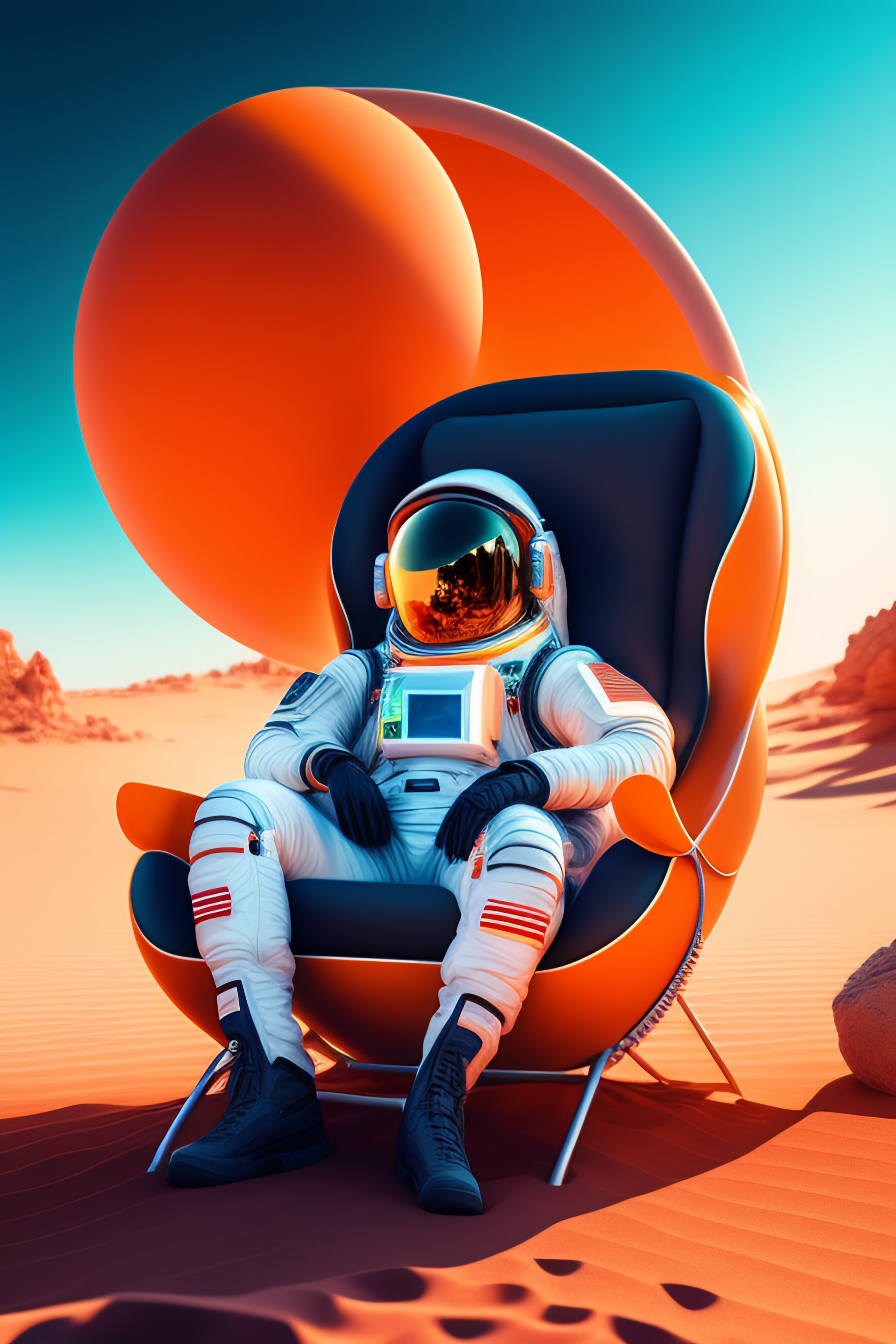 Lexica - An astronaut resting on mars in a beach chair, vibrant ...