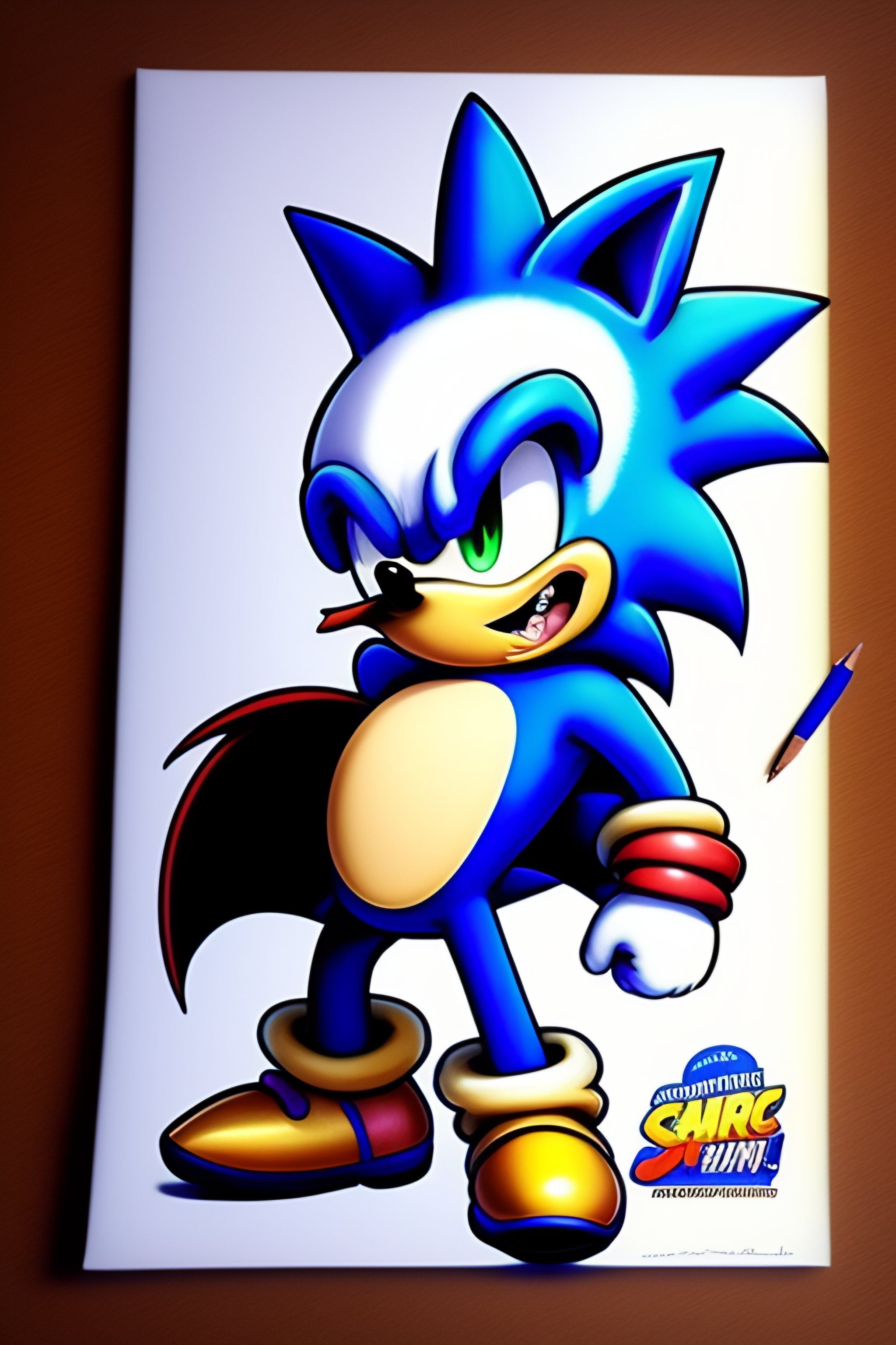 Lexica - Badly drawn child’s art of sonic the hedgehog on paper. With ...