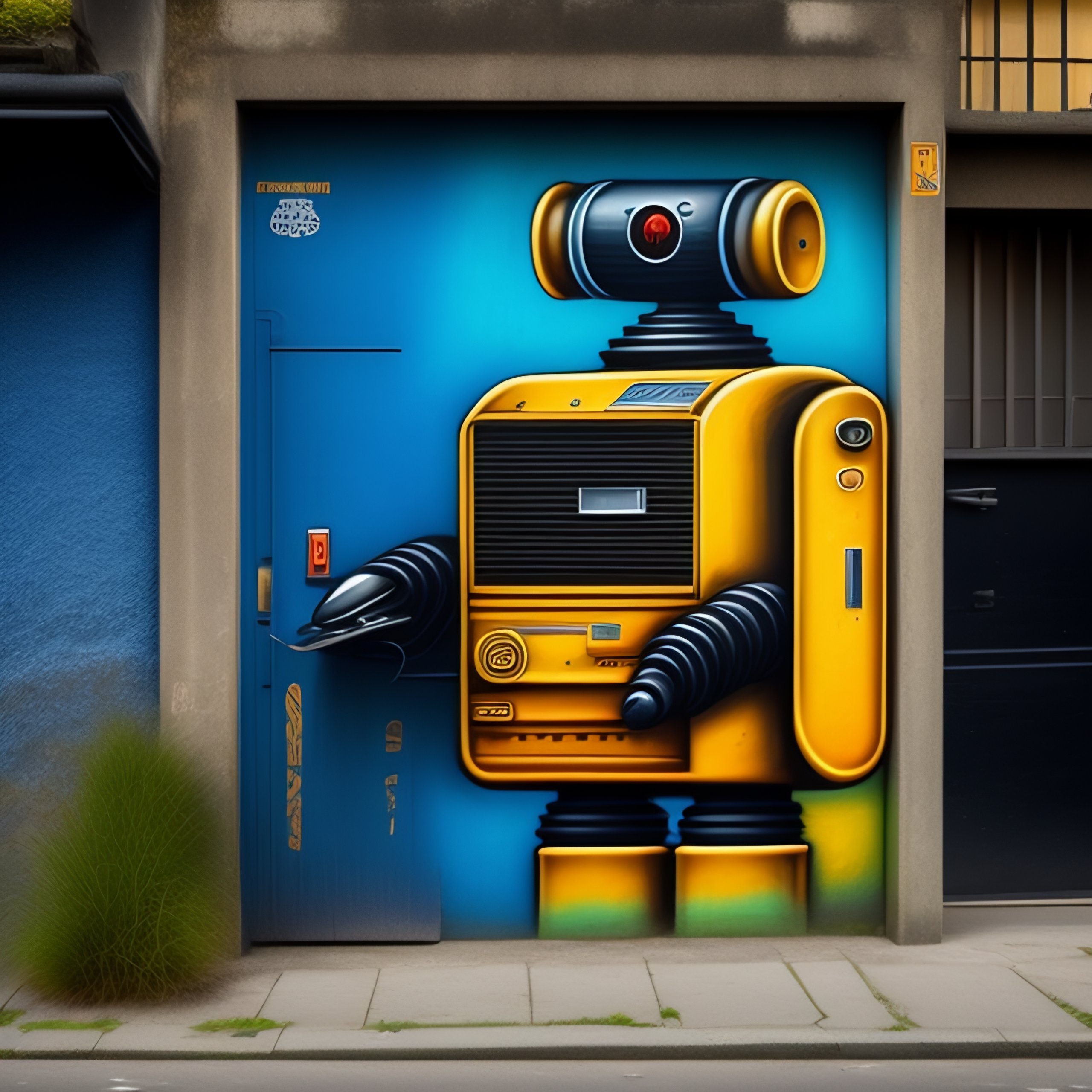 Lexica - Street art decontracted robot cool hand in pocket