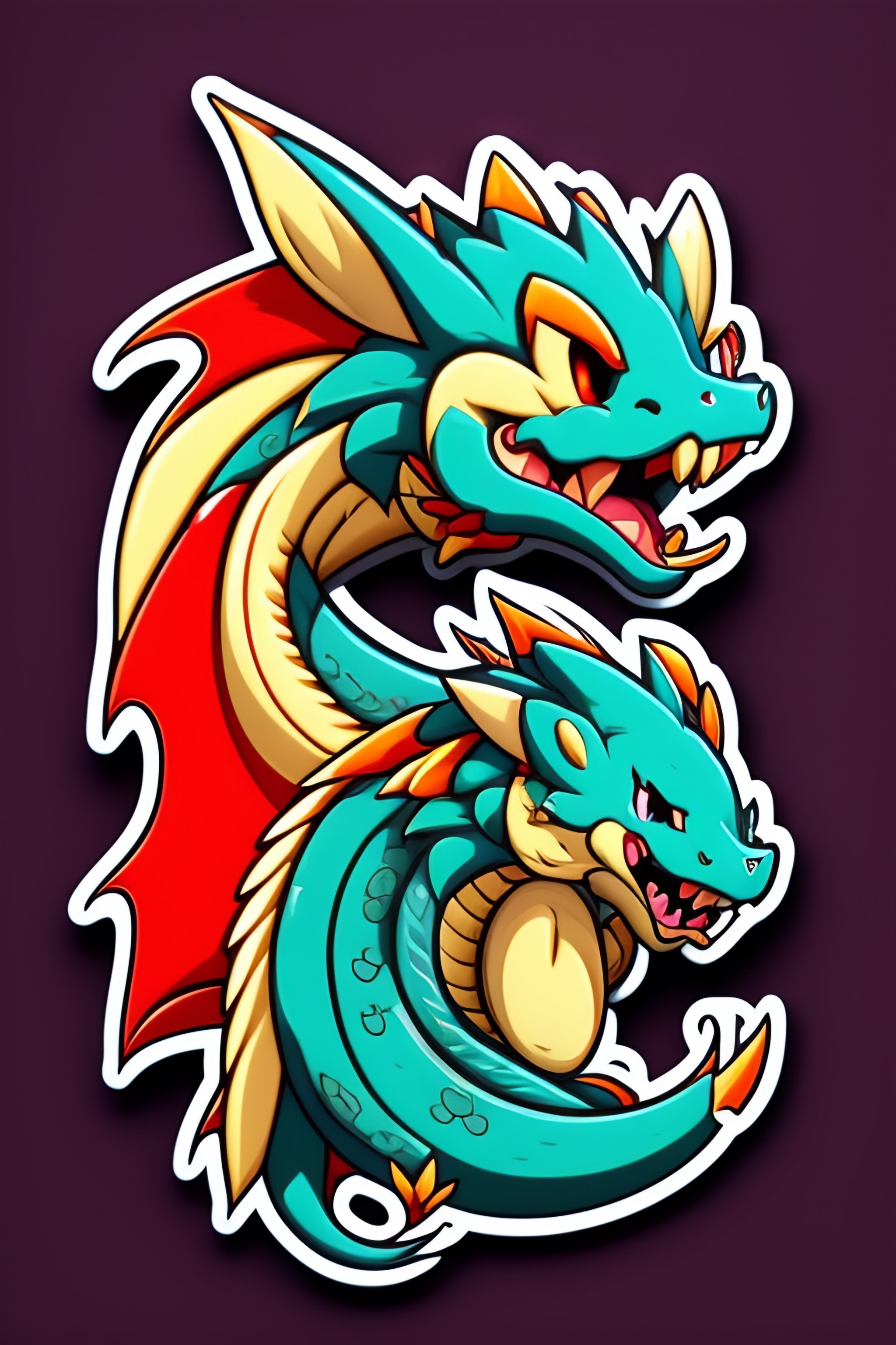 Lexica - Cute cartoon anime dragon sticker, anime style, solid ...