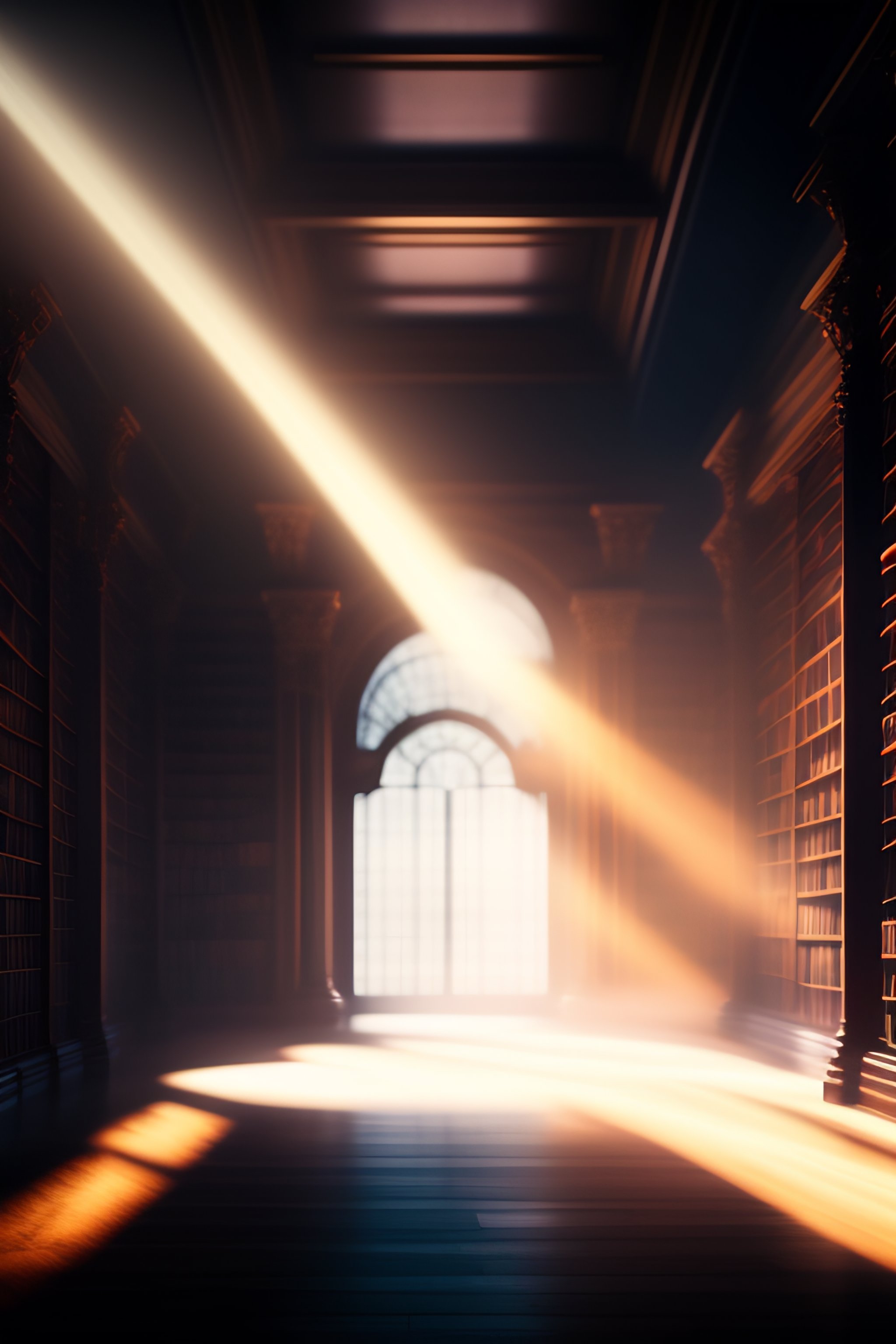 Lexica - A movie still image of an old dusty library, shafts of light ...