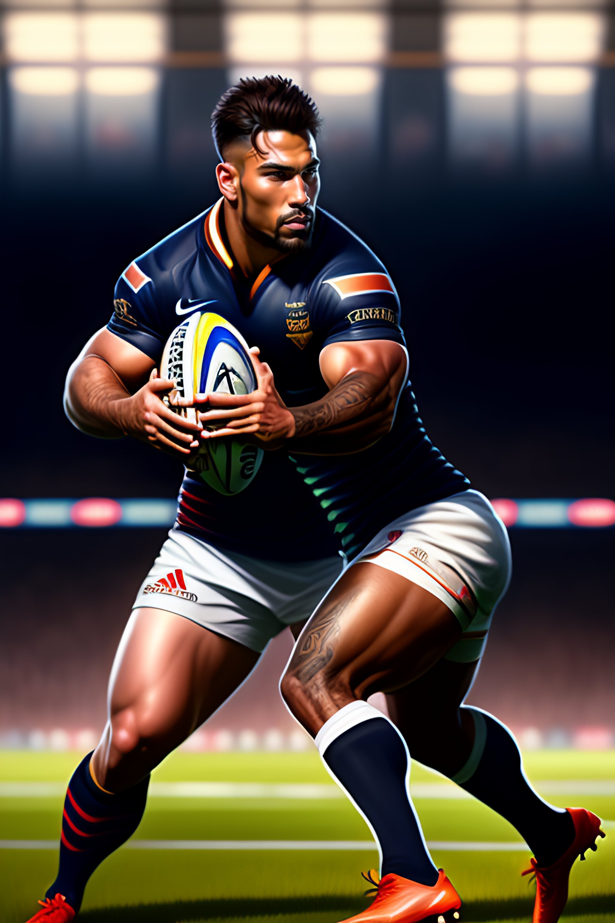 Lexica - Two rugby players fighting over a rugby ball, realistic ...