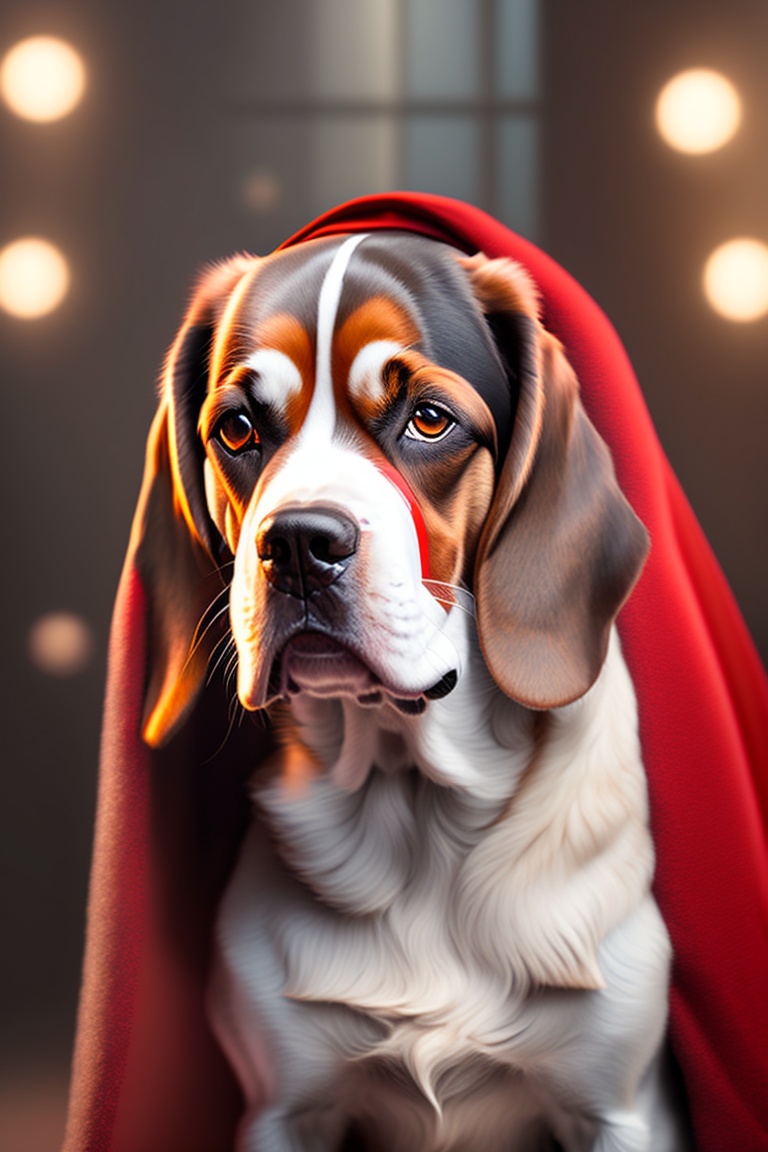 Lexica - Hyper realistic 8k superhero beagle, cinamatic, red cape, mask