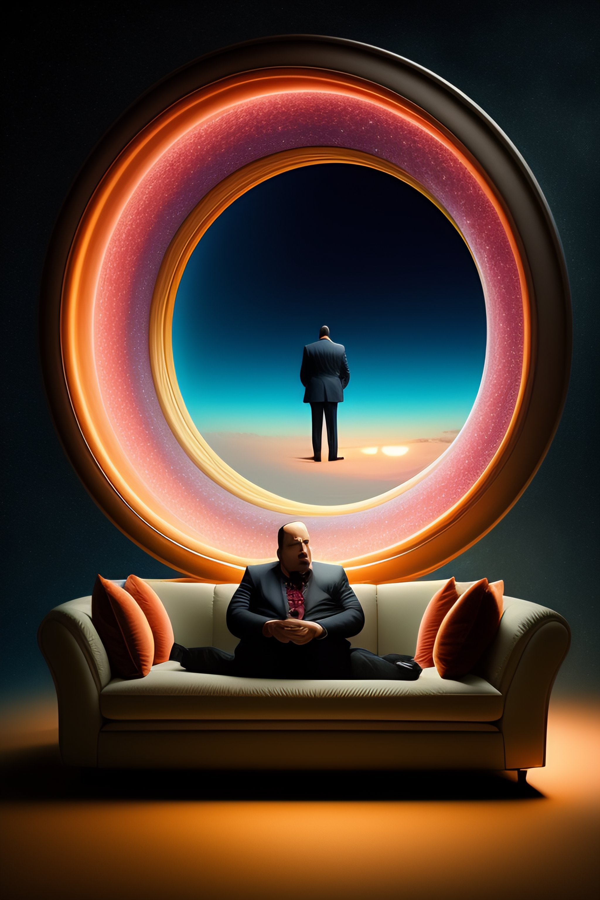 Lexica - Tony Soprano sitting on the couch falling into a portal into ...