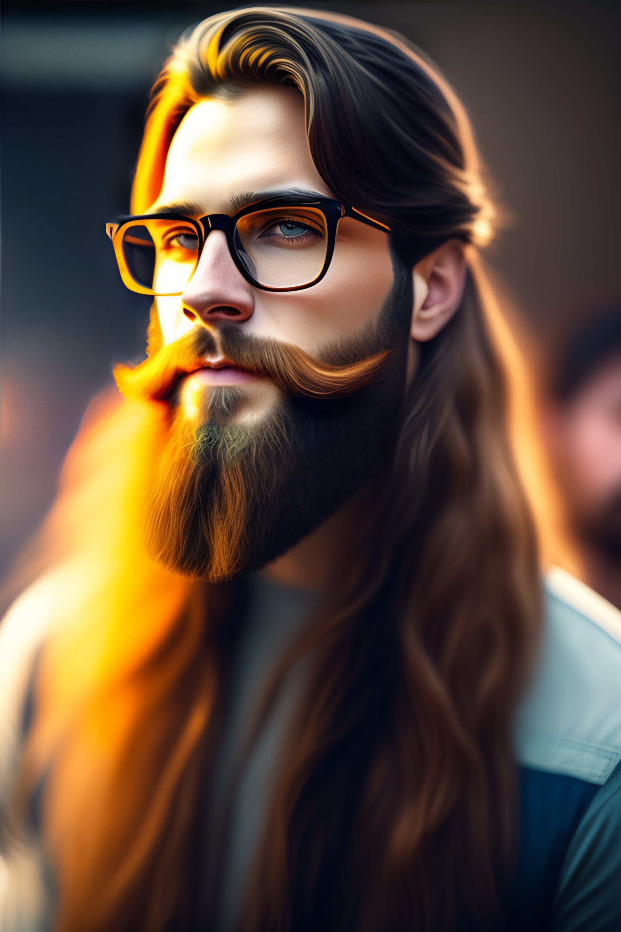 Lexica - Long hair beard band with glasses