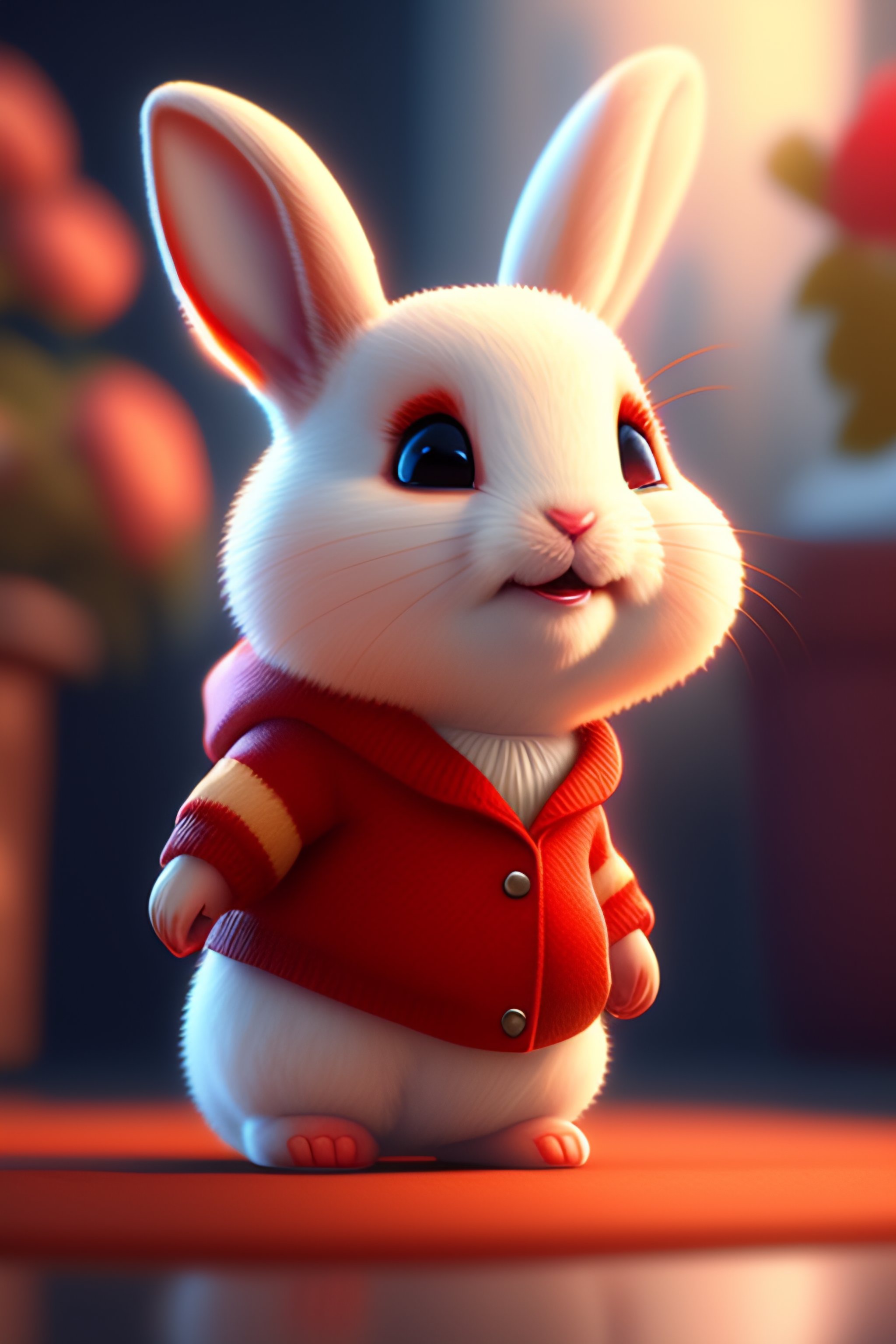 Lexica - Cute adorable little bunny waving and happy smiling greeting ...