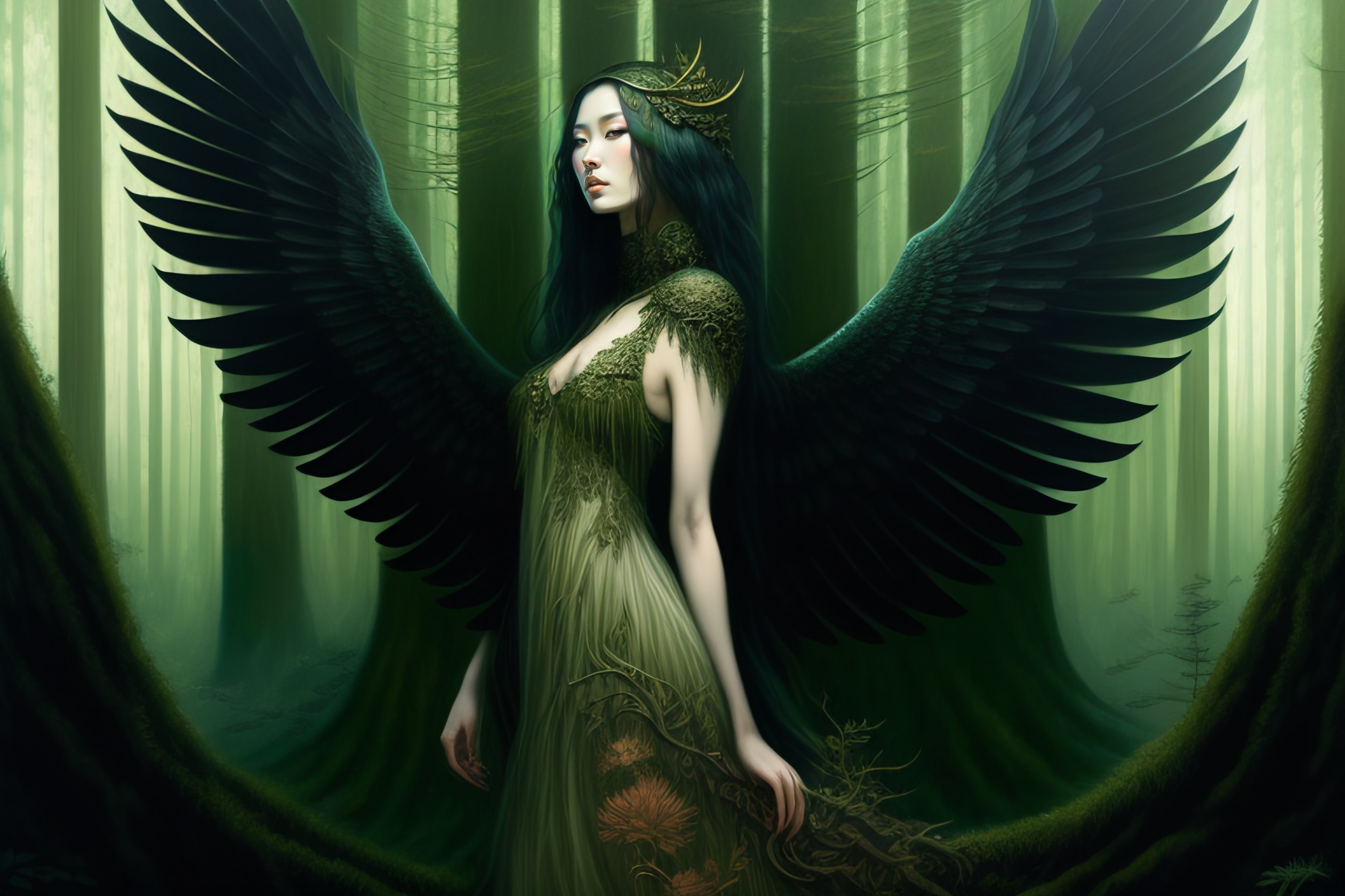 Lexica - A Harpy standing in a forest, hr giger, dark art by james jean ...