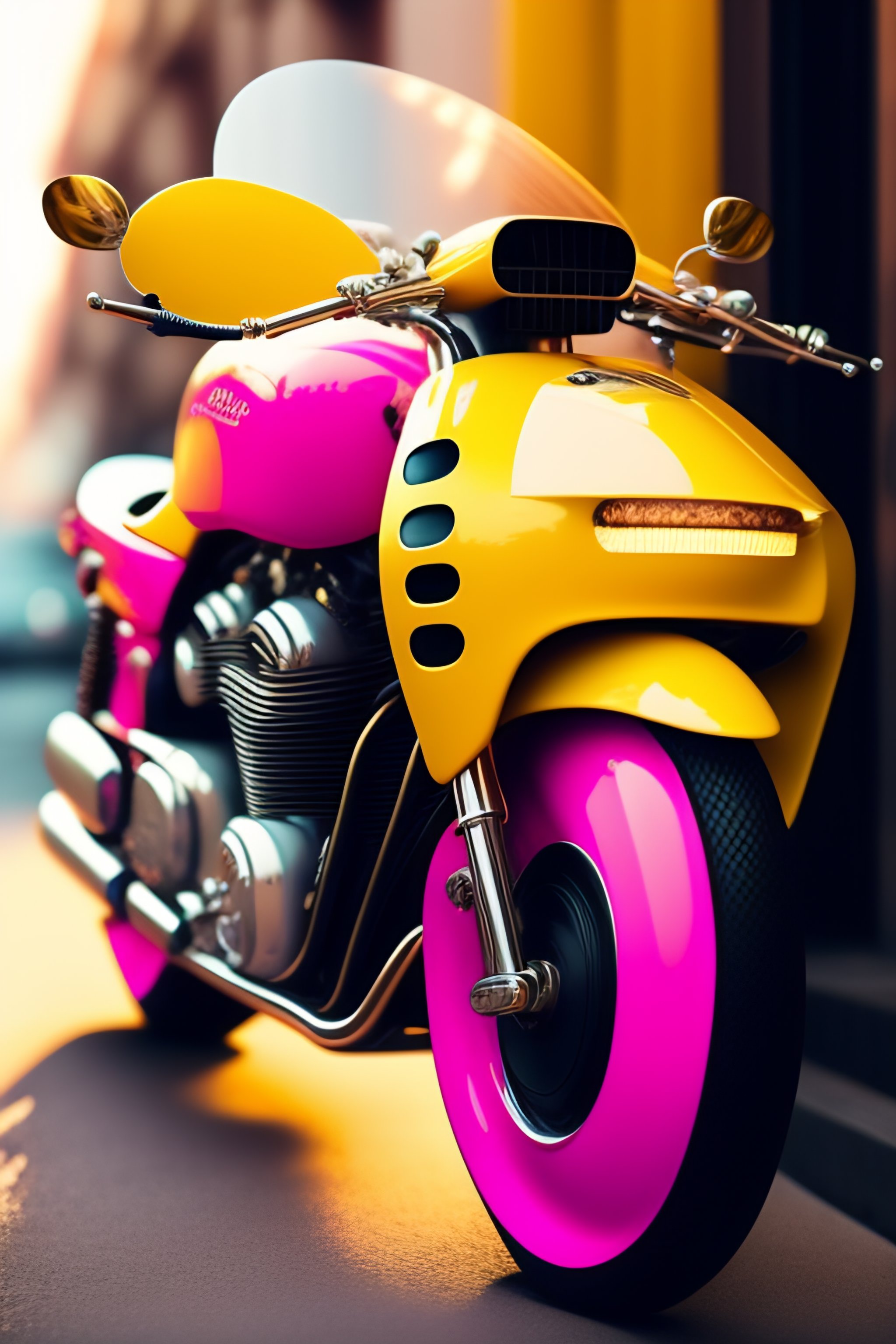 Lexica - Just Modern Pink And Yellow motorcycle