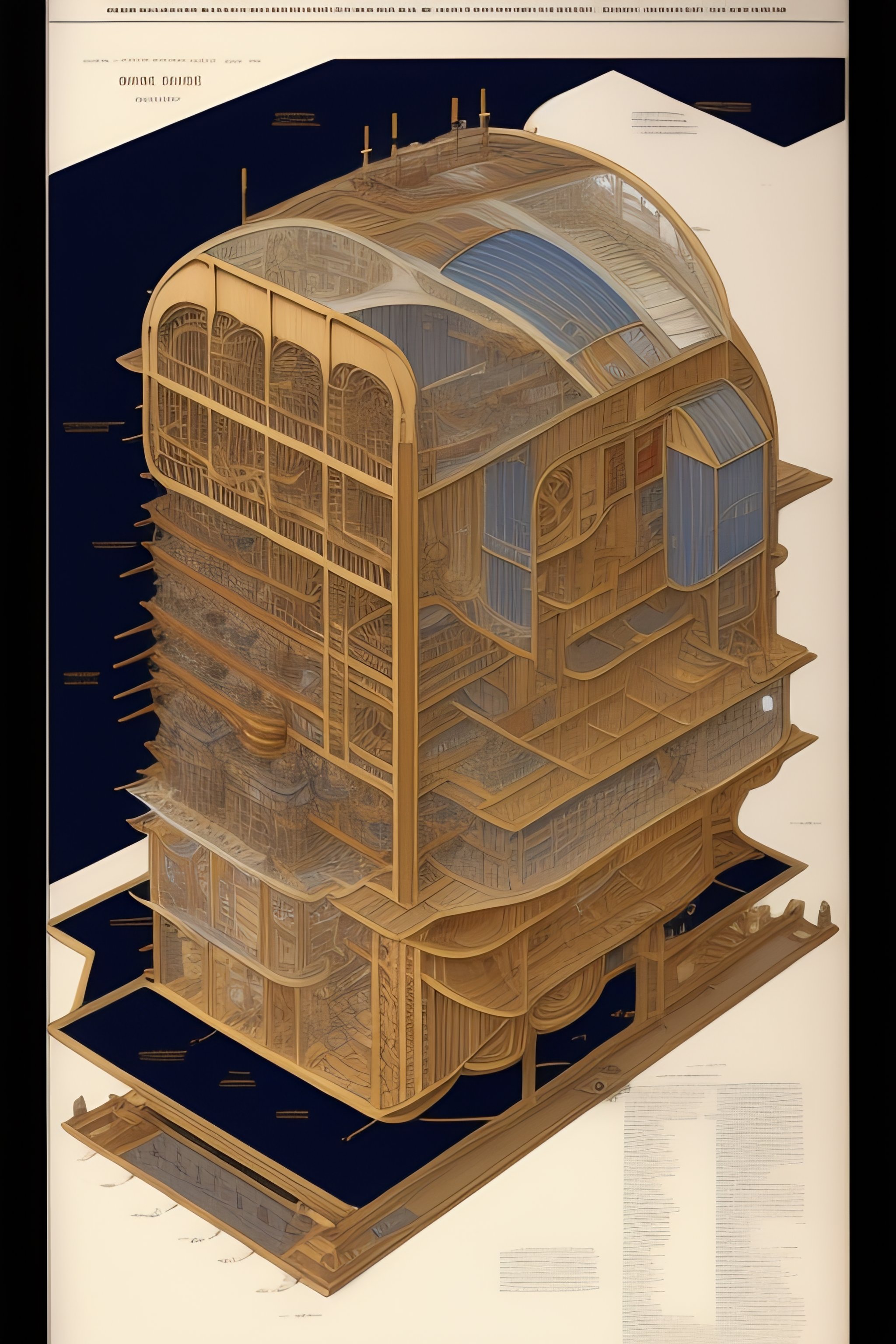 Lexica - A full page of a mechanical blueprint showing a simple cutaway ...