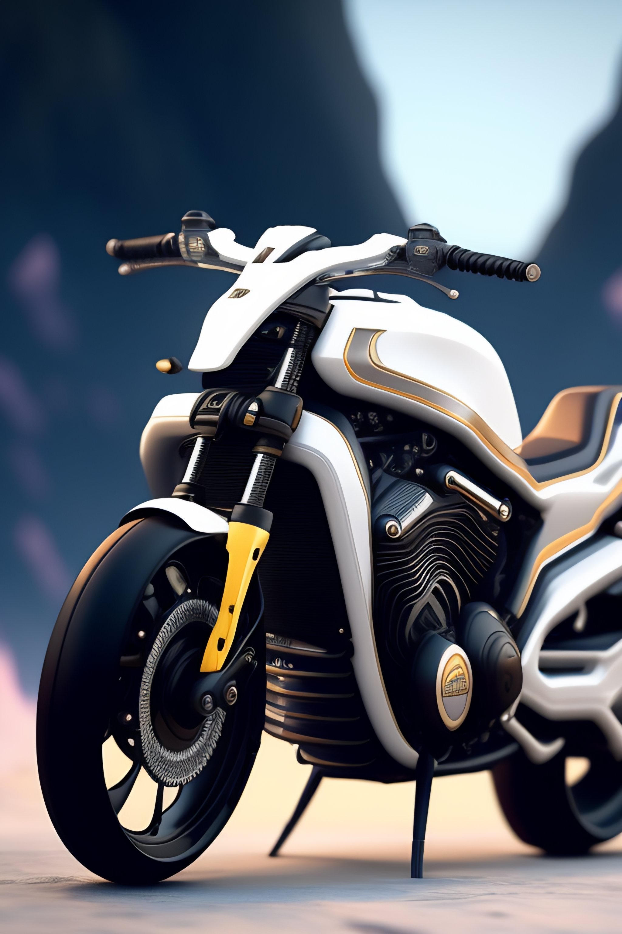 Lexica - White pearl and carbon fiber armoured motorbike in a style of ...