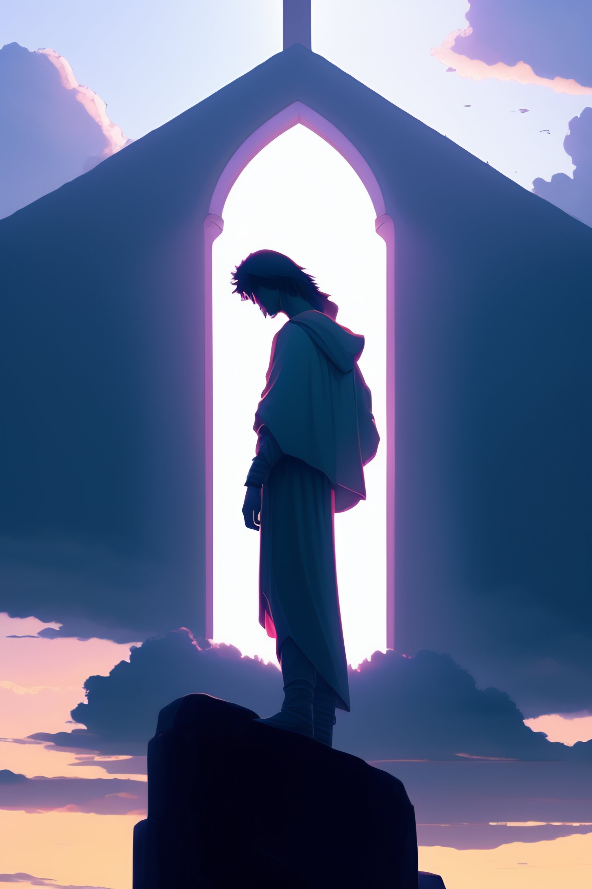 Lexica - Jesus in the cross, by makoto shinkai and ghibli studio ...