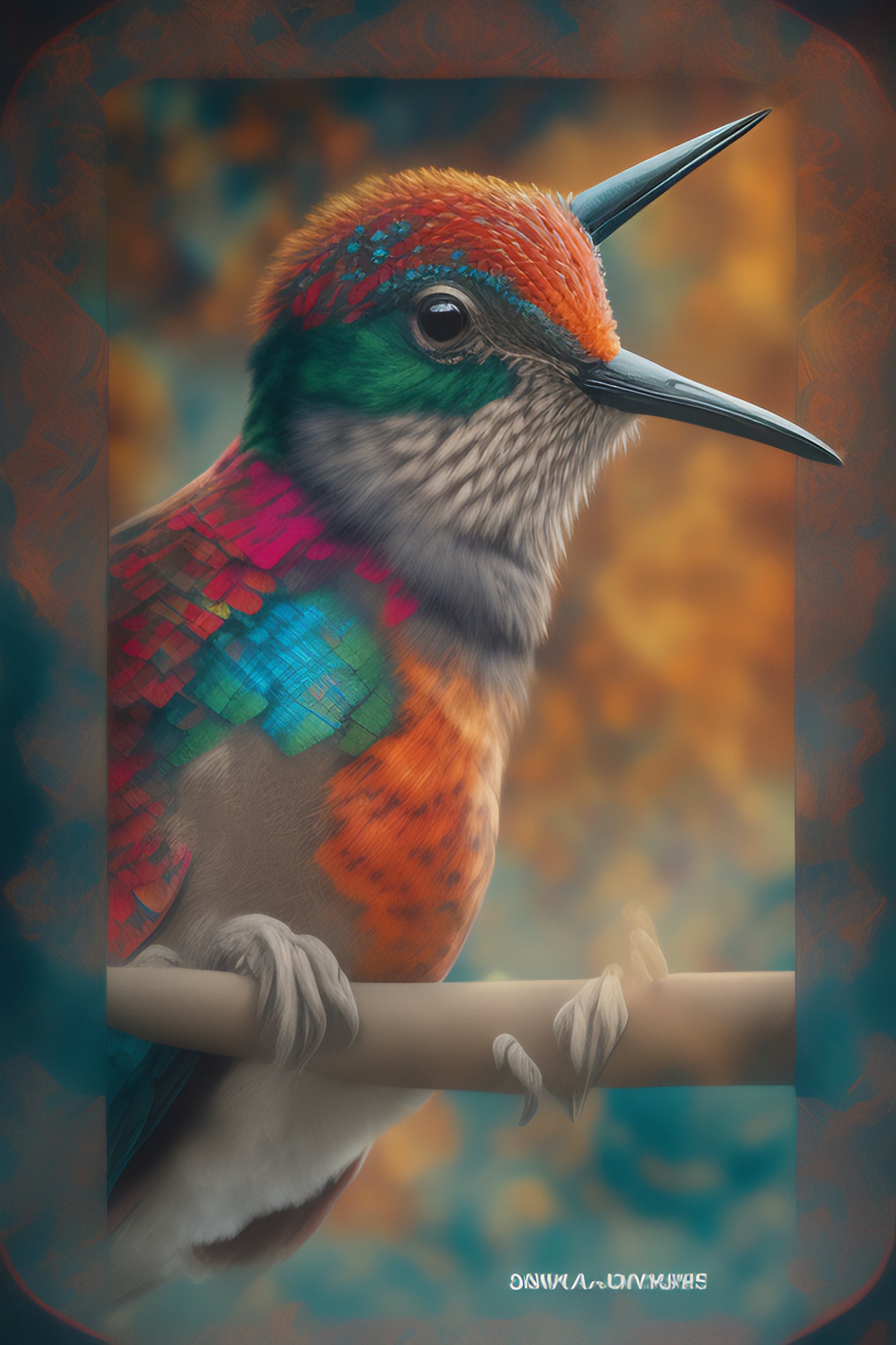 Lexica - Hummingbird headed human, mugshot