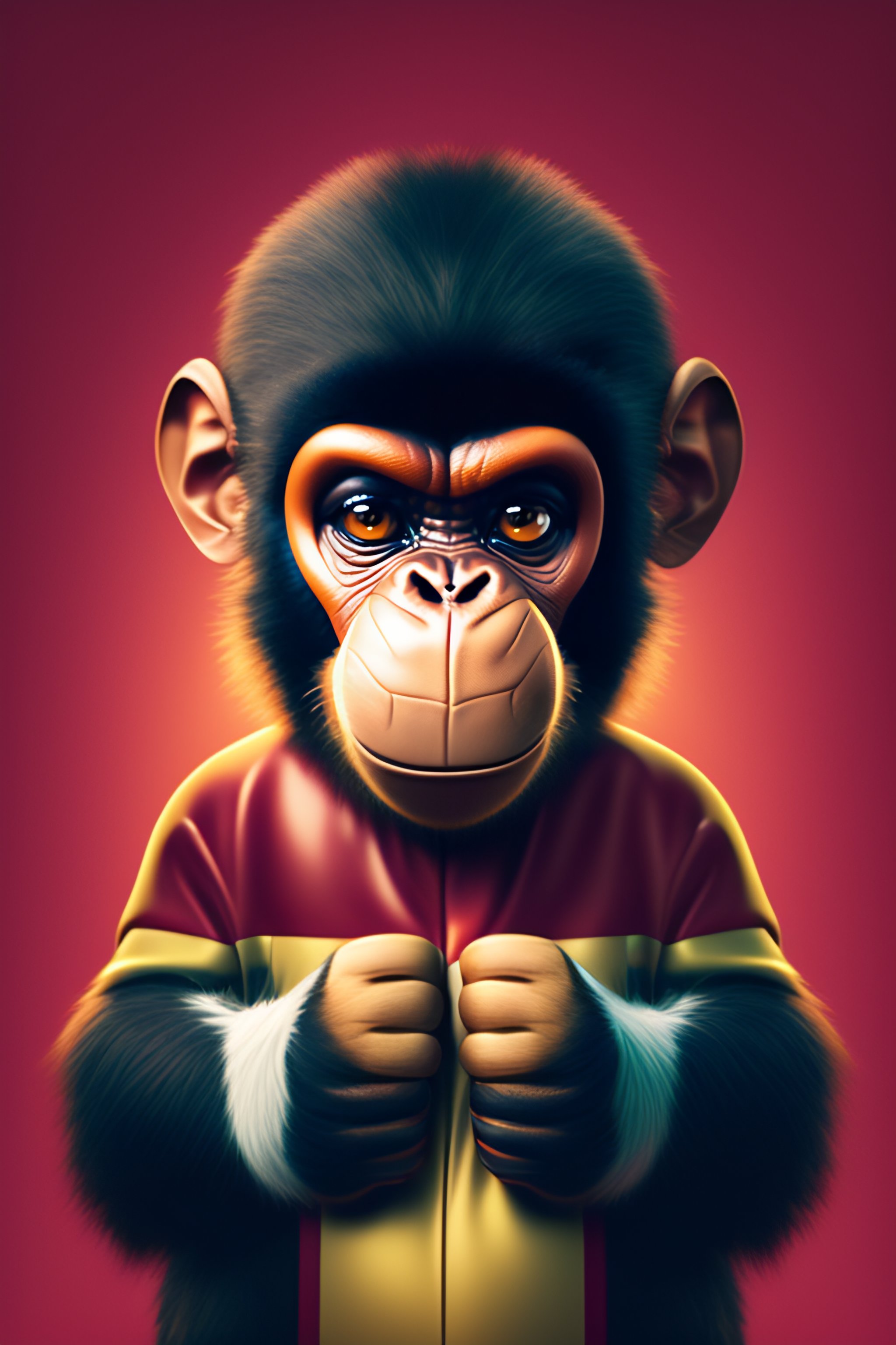 Lexica - A comic-book style monkey covering his mouth with his hands