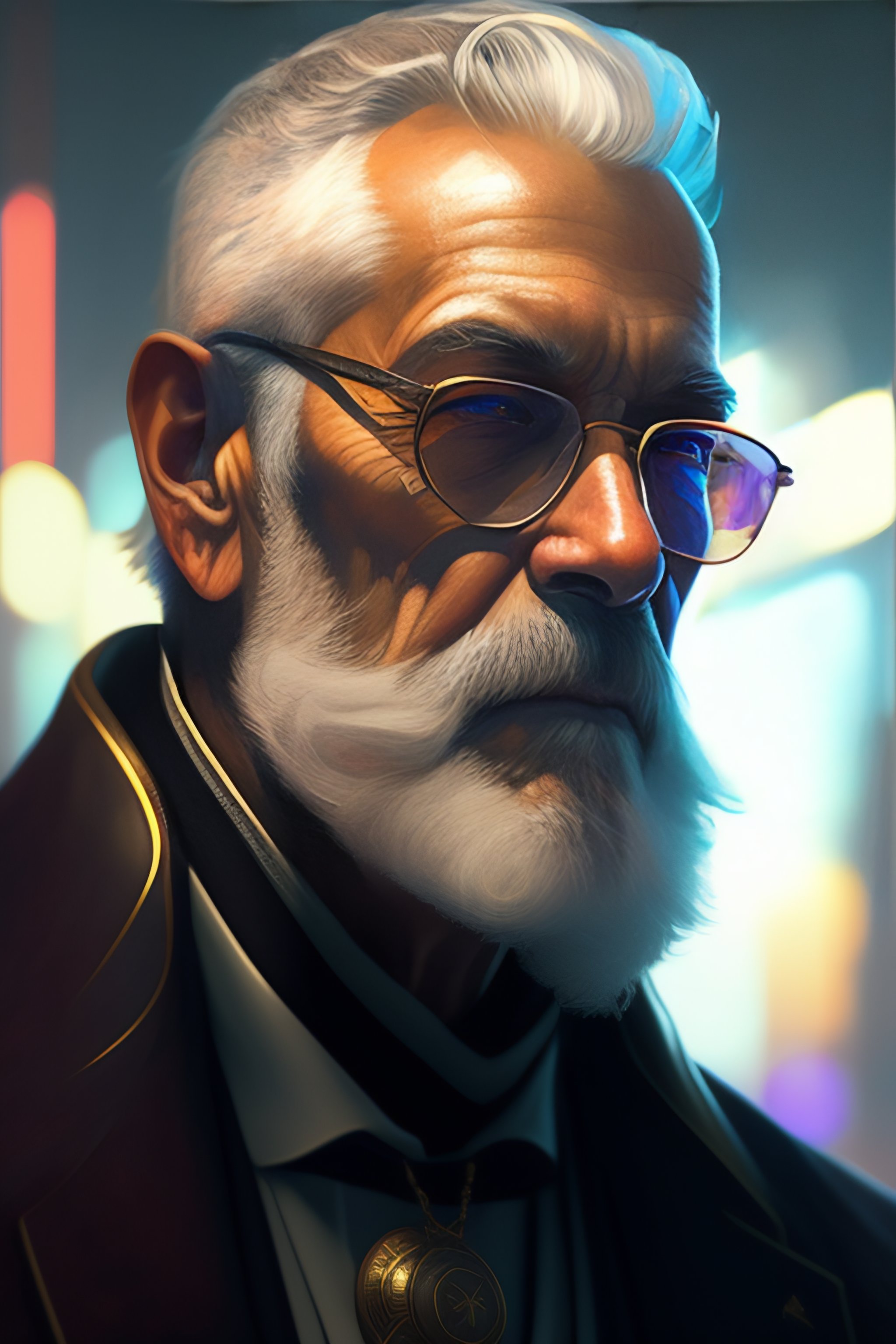 Lexica - Cyberpunk old man, augmented, cyborg, movie poster, cinematic ...