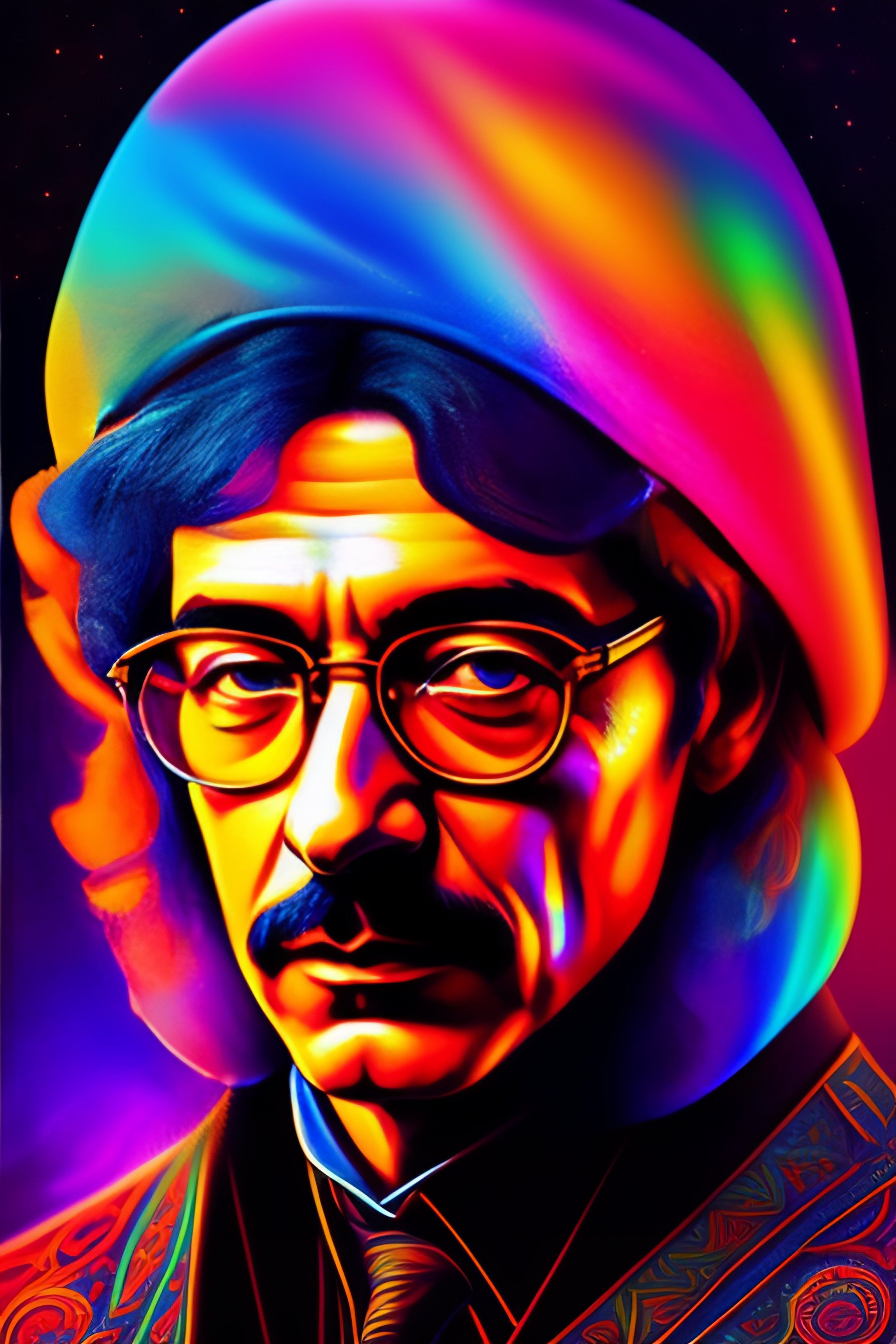 Lexica - An extremely psychedelic portrait of a rené descartes with ...