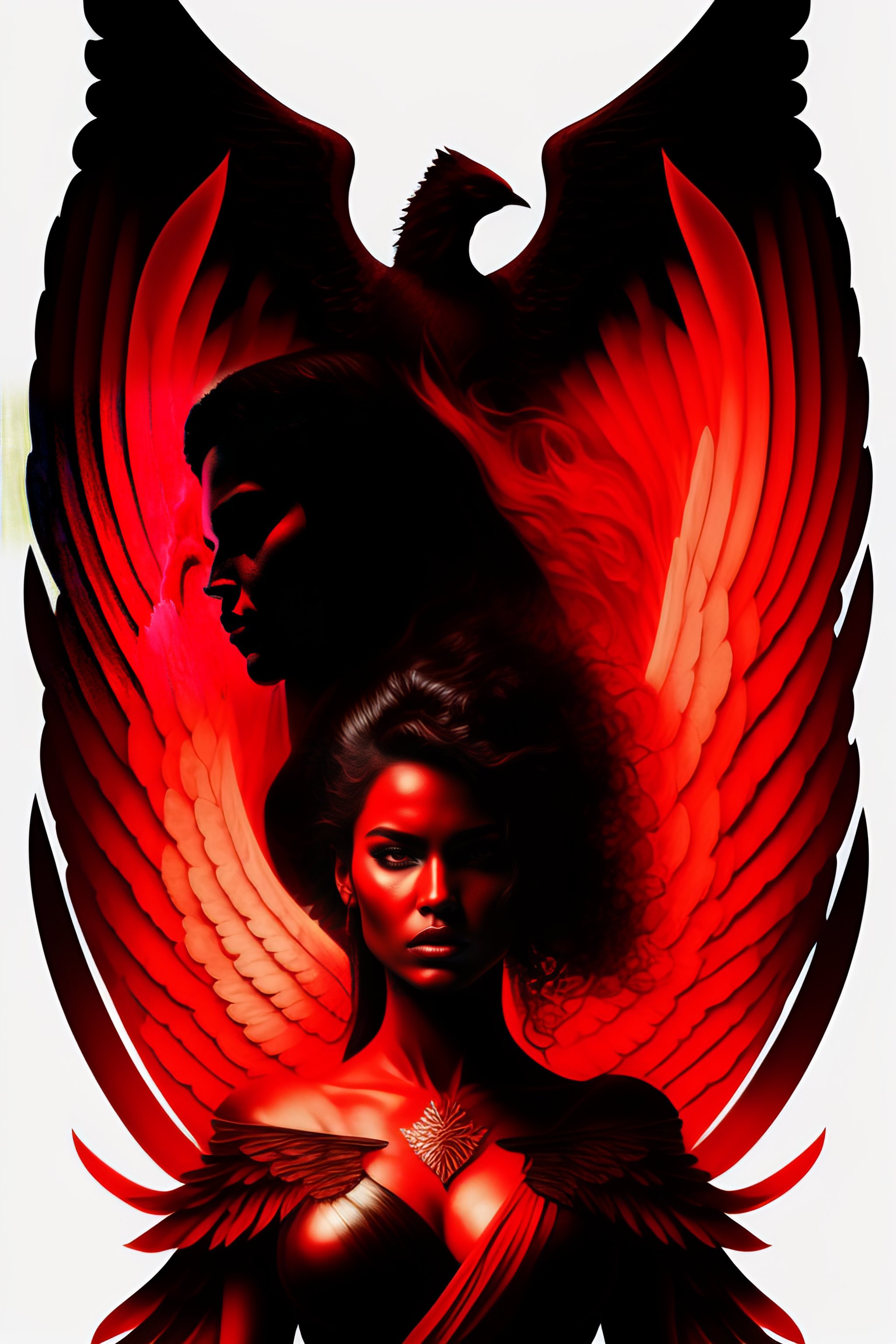 Lexica - Angels of wrath and anger made of black a red fire, one wing ...