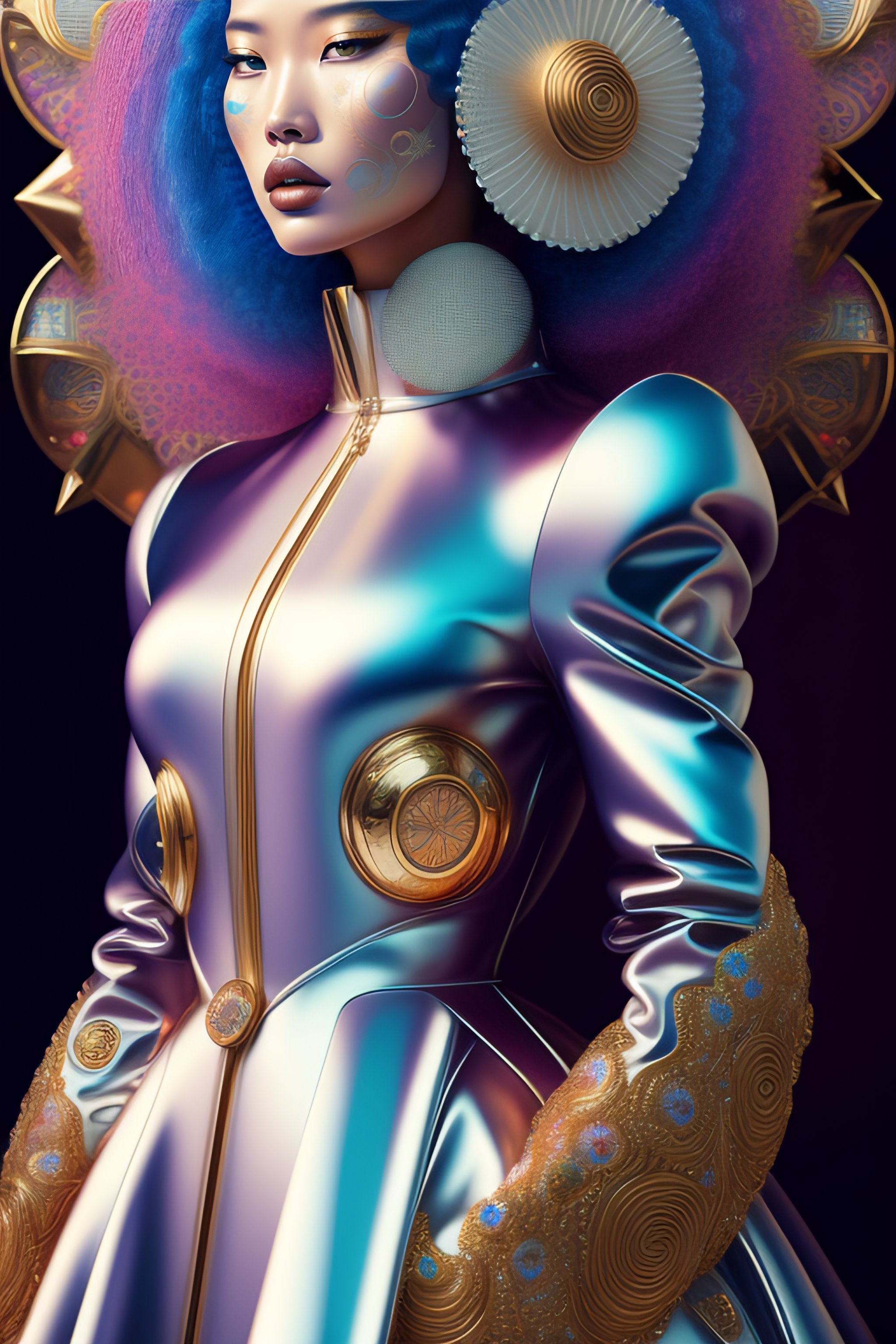 Lexica - Stunning gear-punk stylish woman wearing an stainless steel ...