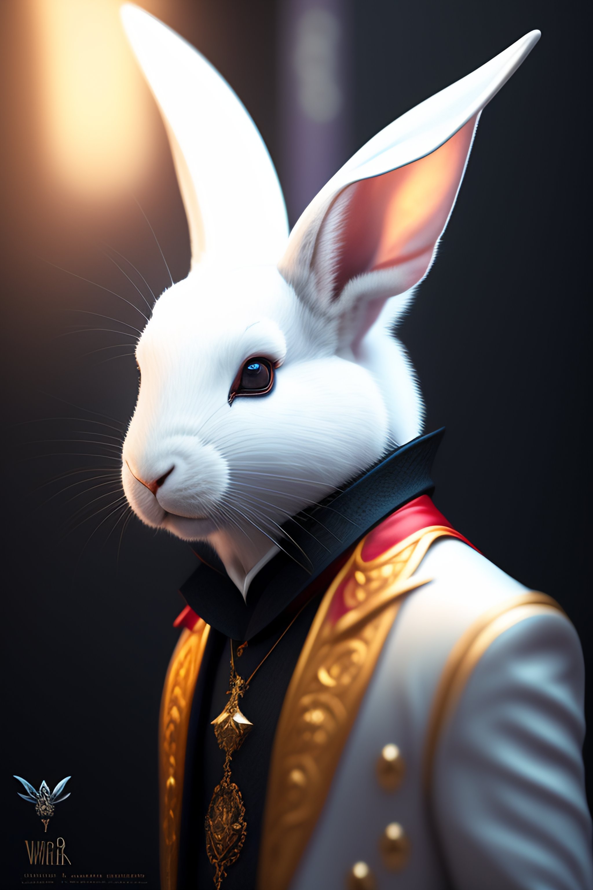 Lexica - An anthropomorphic white rabbit, male wizard face, dressed as ...