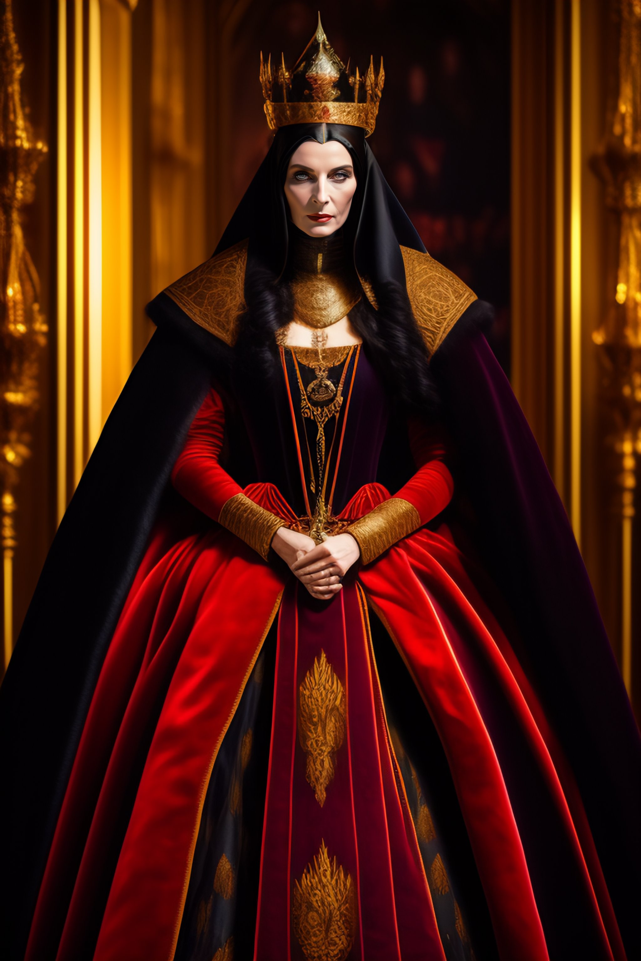 Lexica - Extremely slender and tall medieval queen of death, wearing a ...