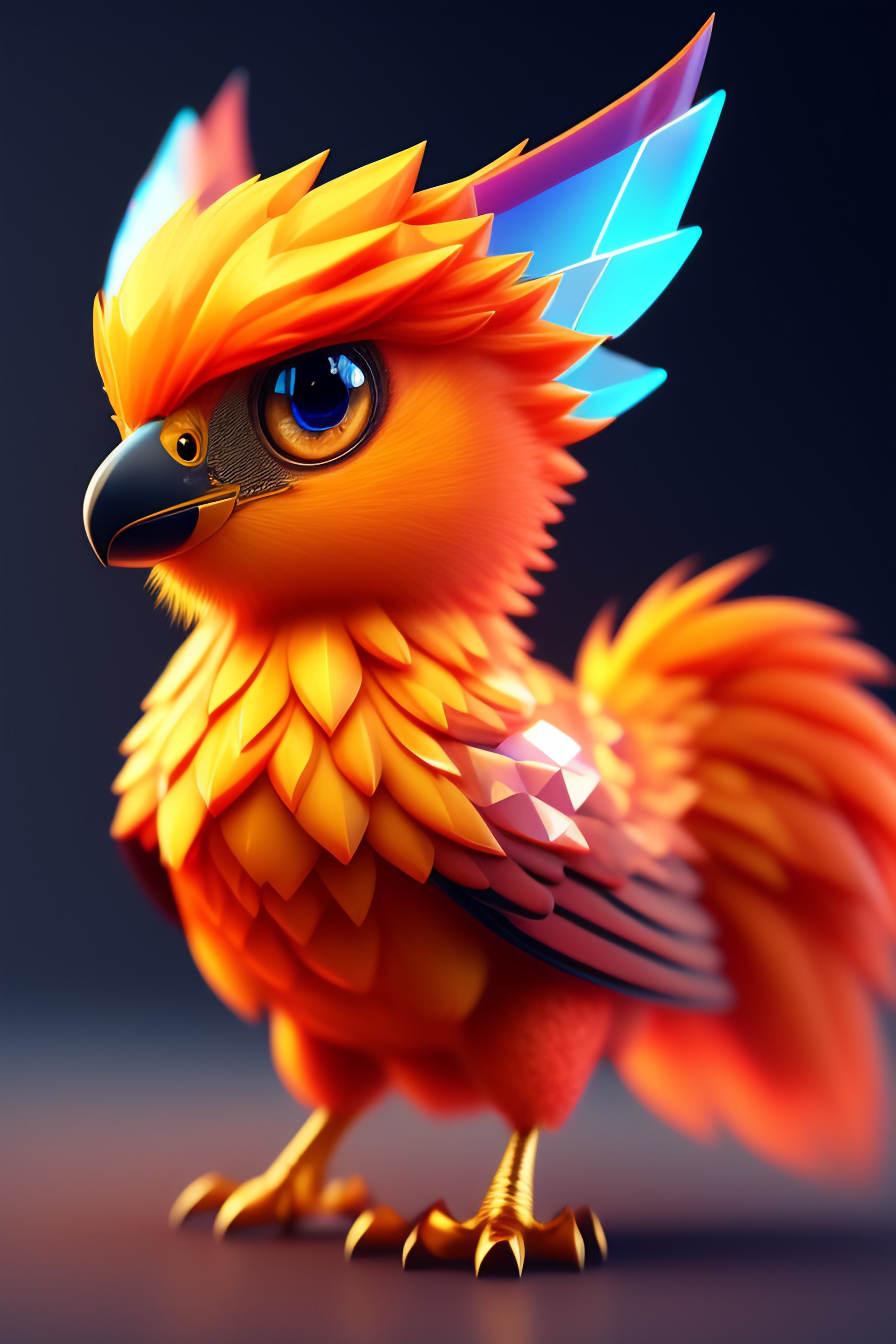 Lexica - A cute adorable baby phoenix made of crystal ball with low ...
