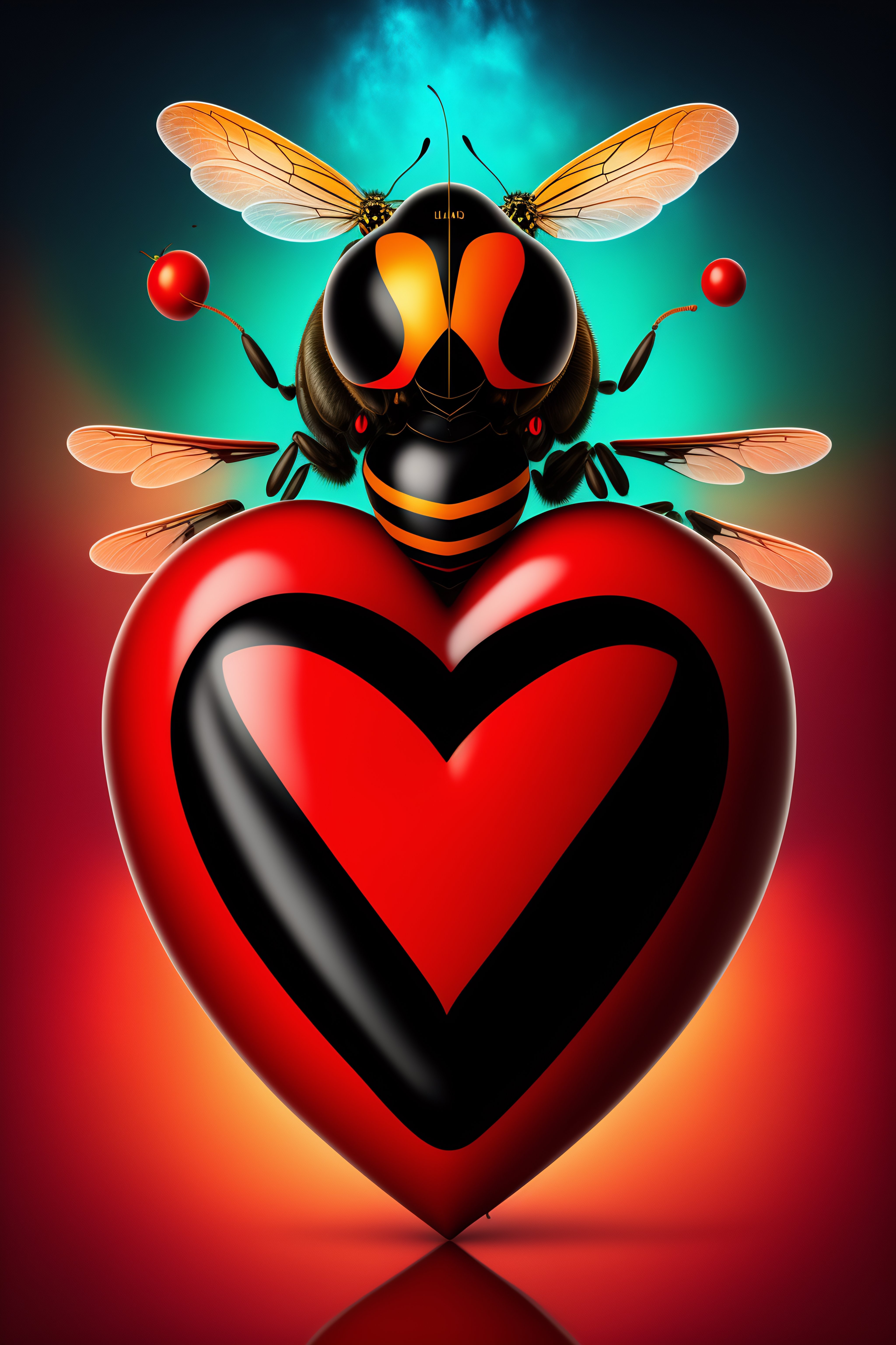Lexica - Wasp, belly in the form of a red heart, purposeful, collected ...