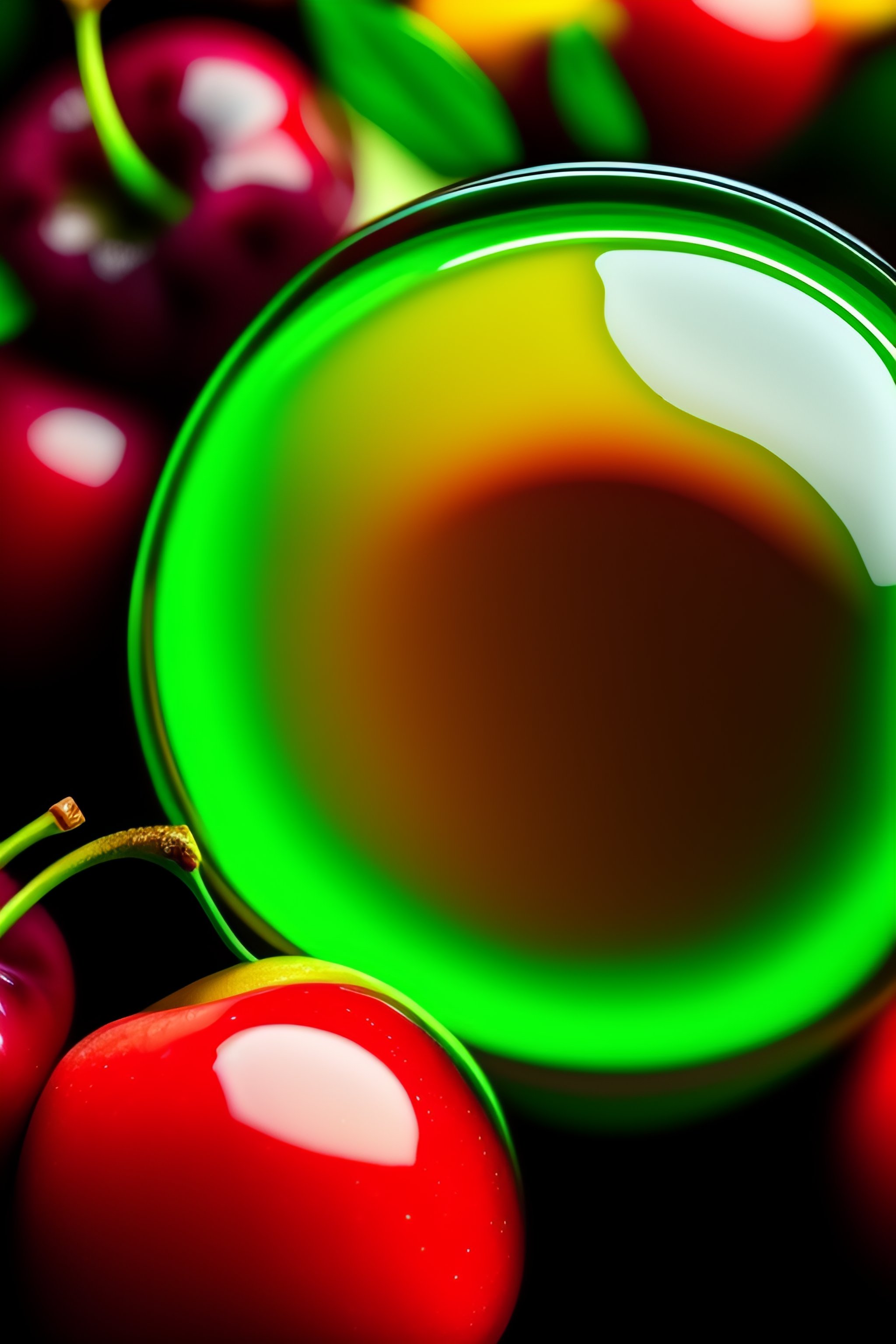 Lexica - Cherry, high detailed, close up, green gue poring over it