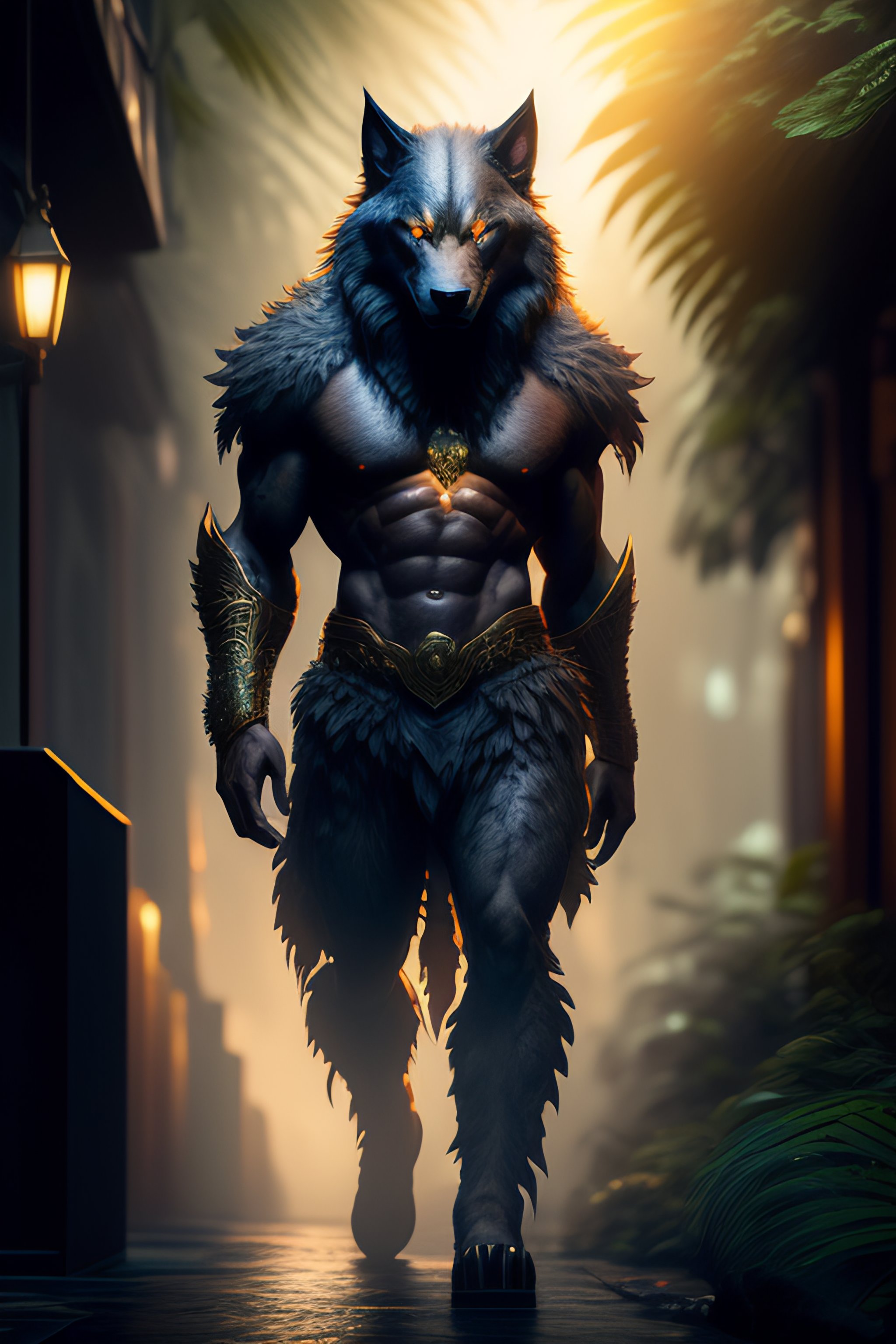 Lexica - A Werewolf walking through the streets of Rio de Janeiro in a ...