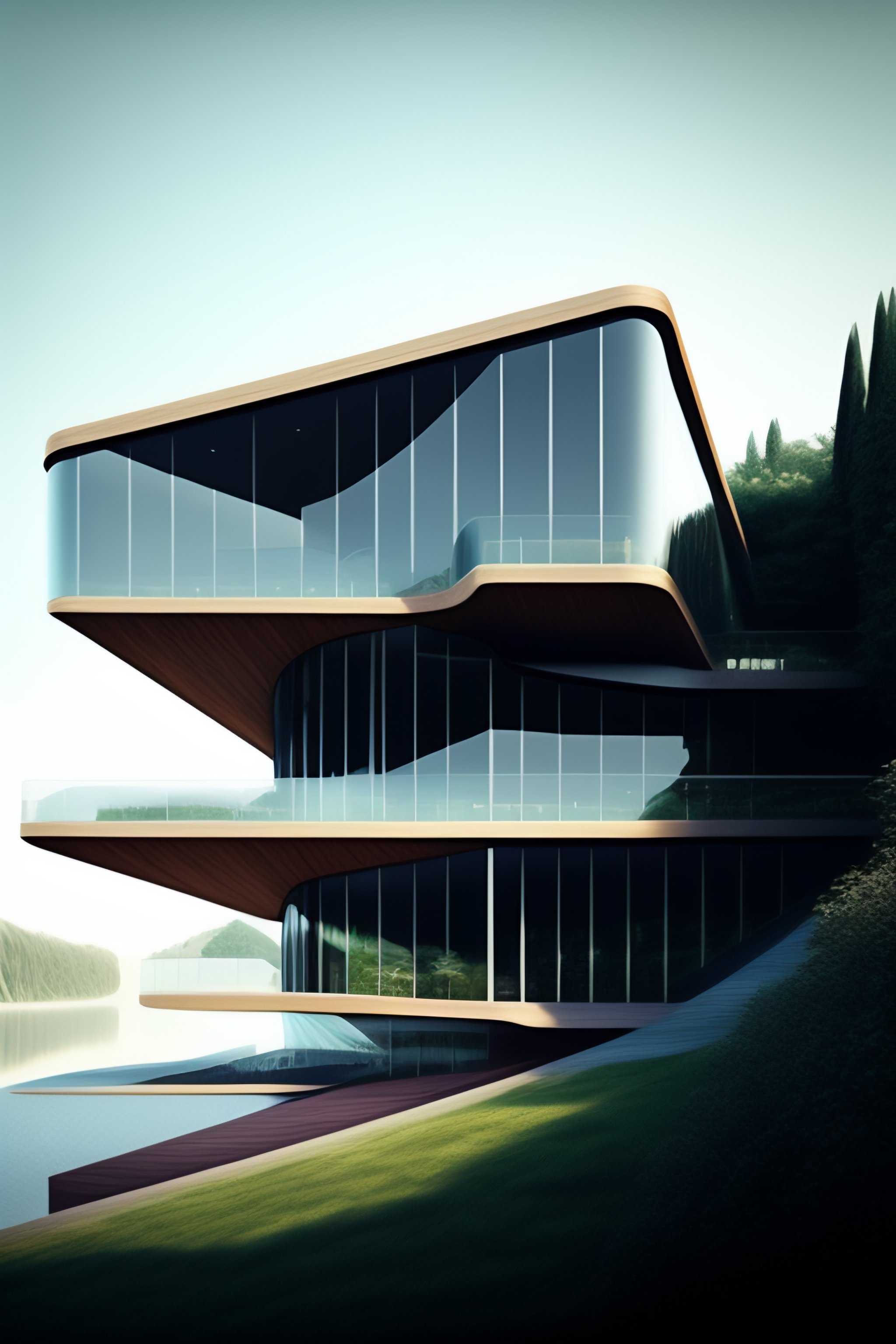 Lexica - Organic house next to the lake, zaha hadid