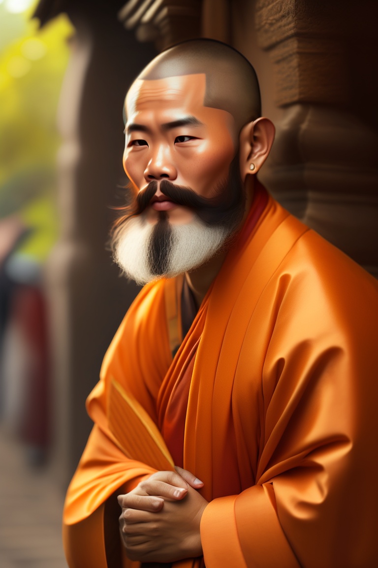 Lexica - Monk with a Vietnamese face, and facial air like moustache and ...