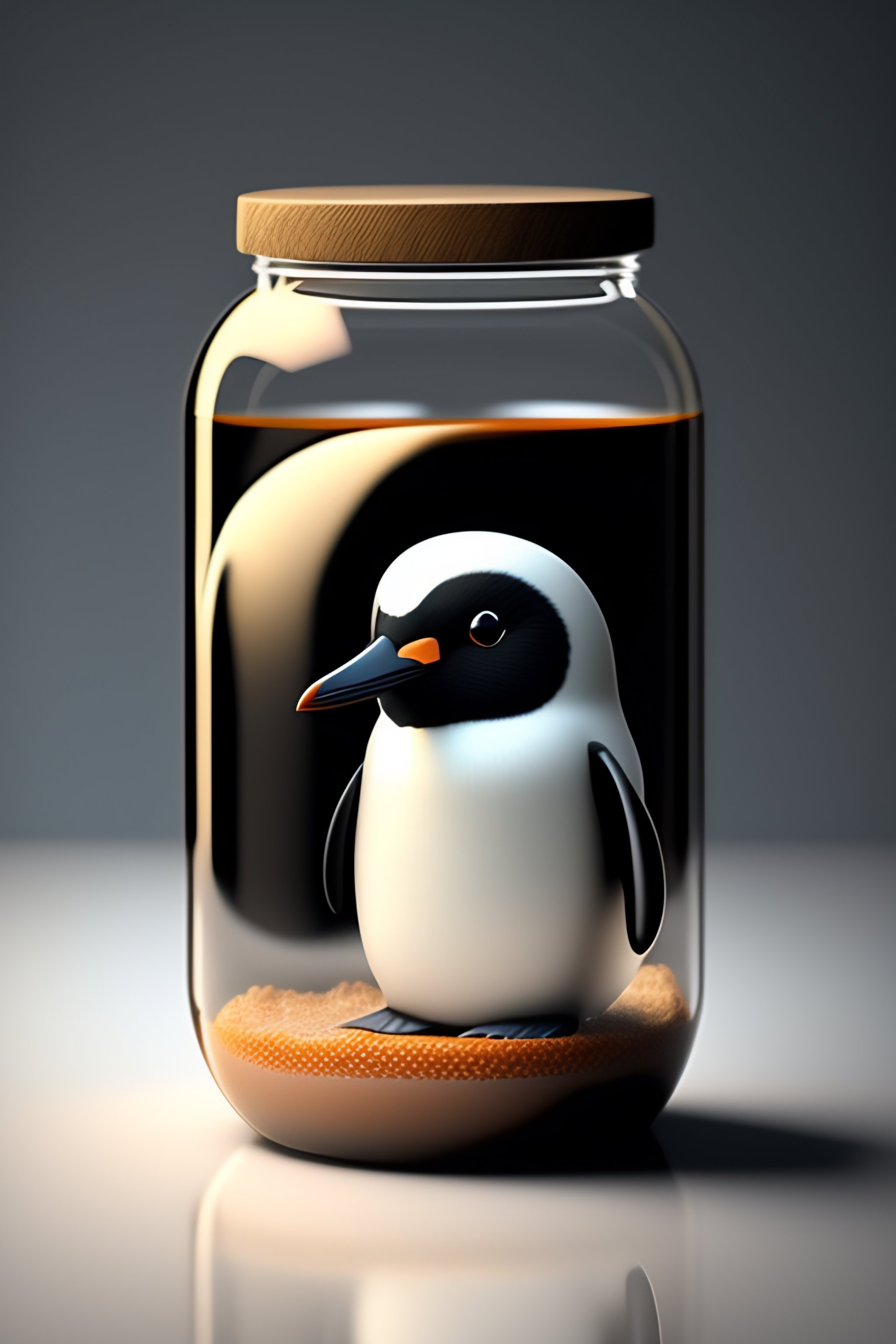 Lexica - Cute penguin in a jar